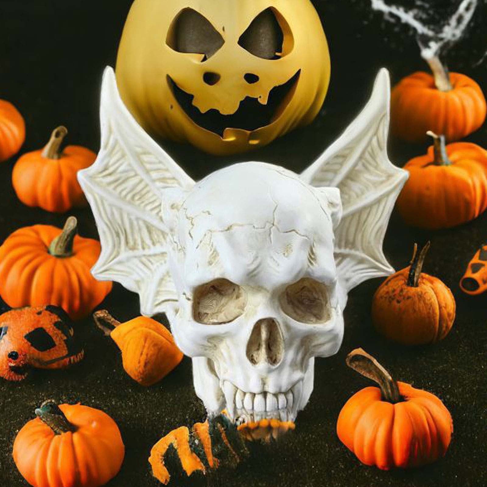 Gothic Devil Horn Skull Resin Decoration - Realistic Bone Texture ...