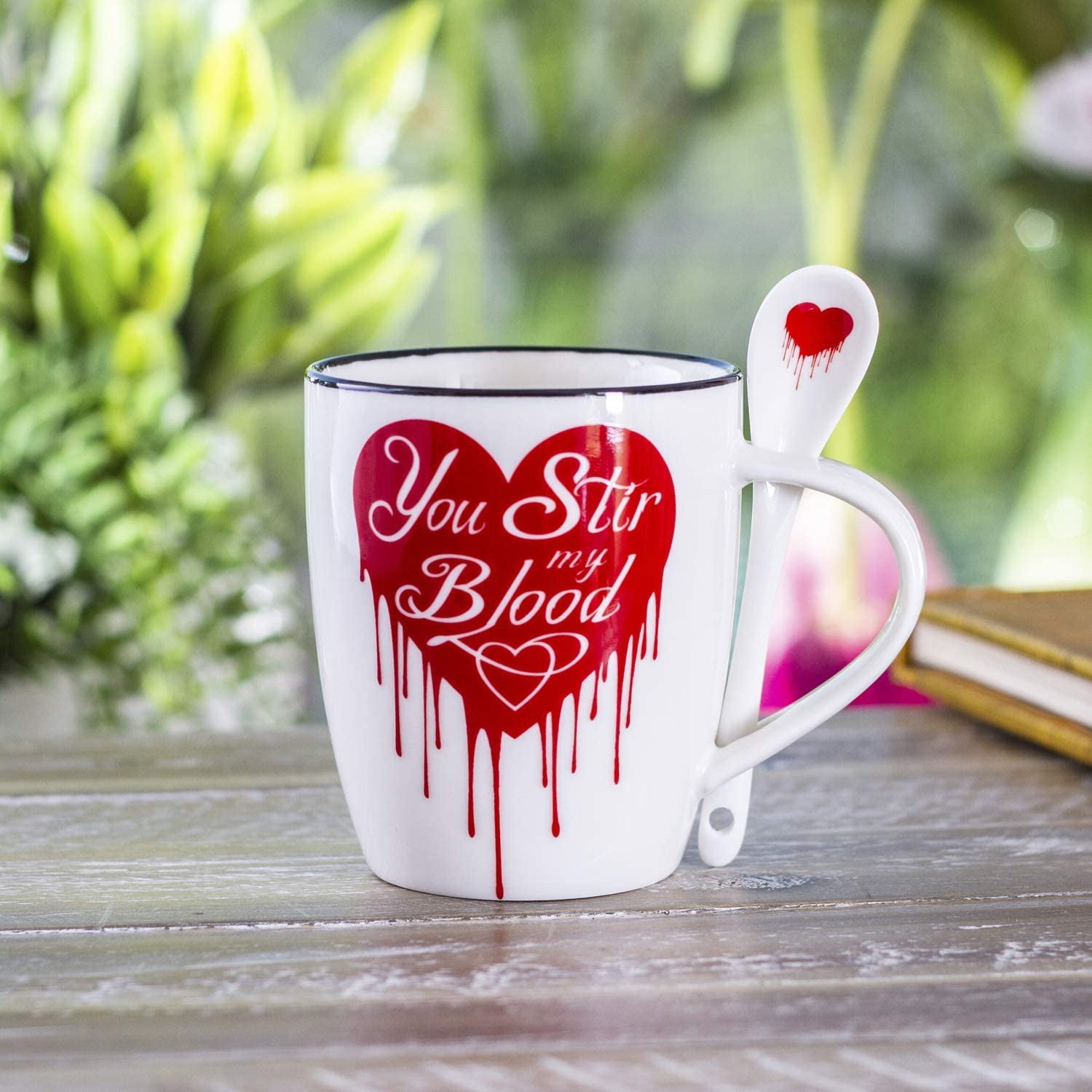 Gothic Dracula Stir My Blood Cup 11 fl oz Mug Spoon Set China Blood ...