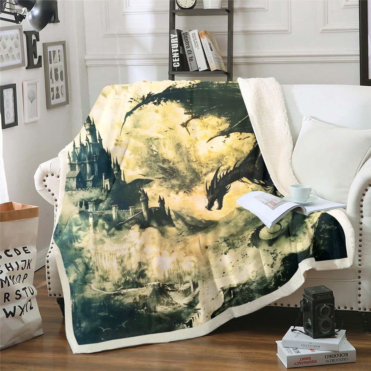 Gothic Dragon 40"x50" Throw Blanket,Vintage Black Dragon Fleece Blanket ...