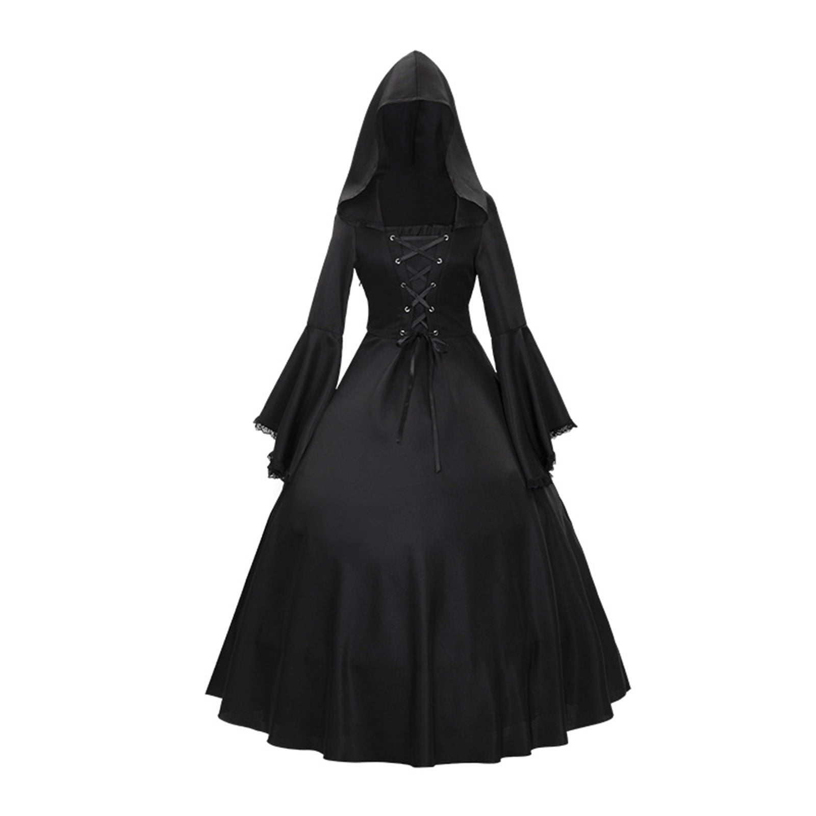 Gothic Dress, Retro Vintage Lace Flared Long Sleeve Dresses Stage ...