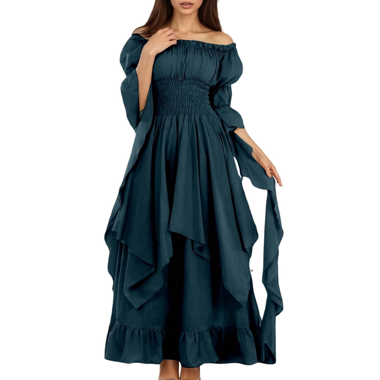 Gothic Dress Women Elegant Halloween Witch Gown Historical Performance ...