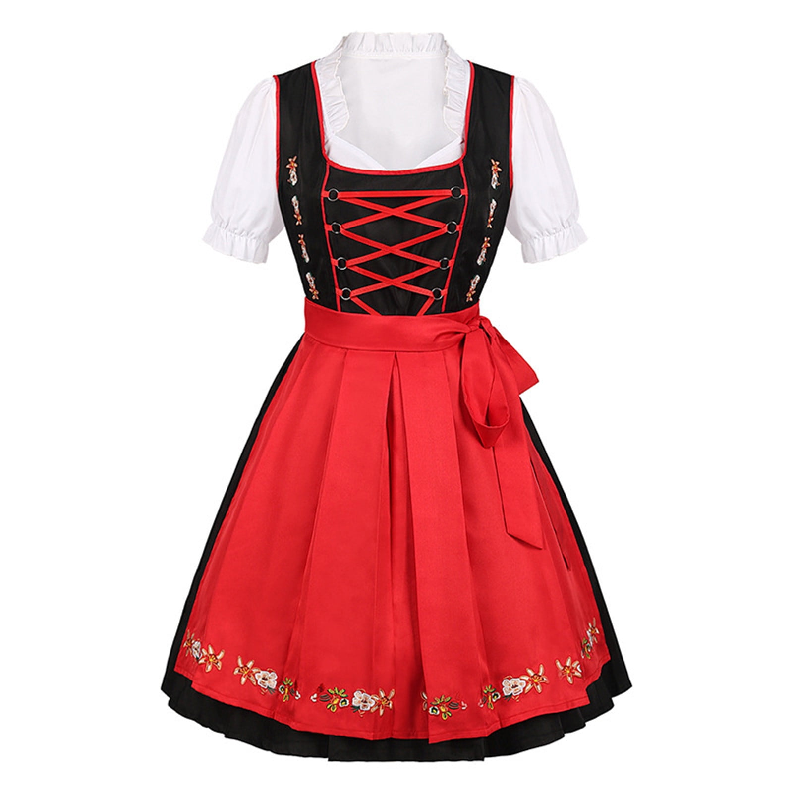 Gothic Dress for Women A Line Flowy Long German Dirndl Maxi Dresses ...