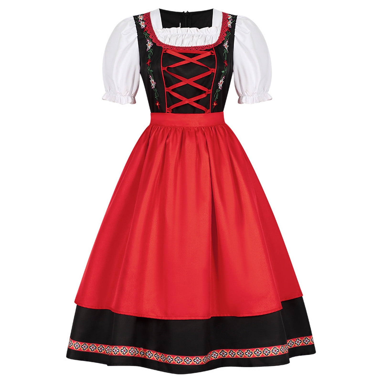 Gothic Dress for Women A Line Flowy Long German Dirndl Maxi Dresses ...