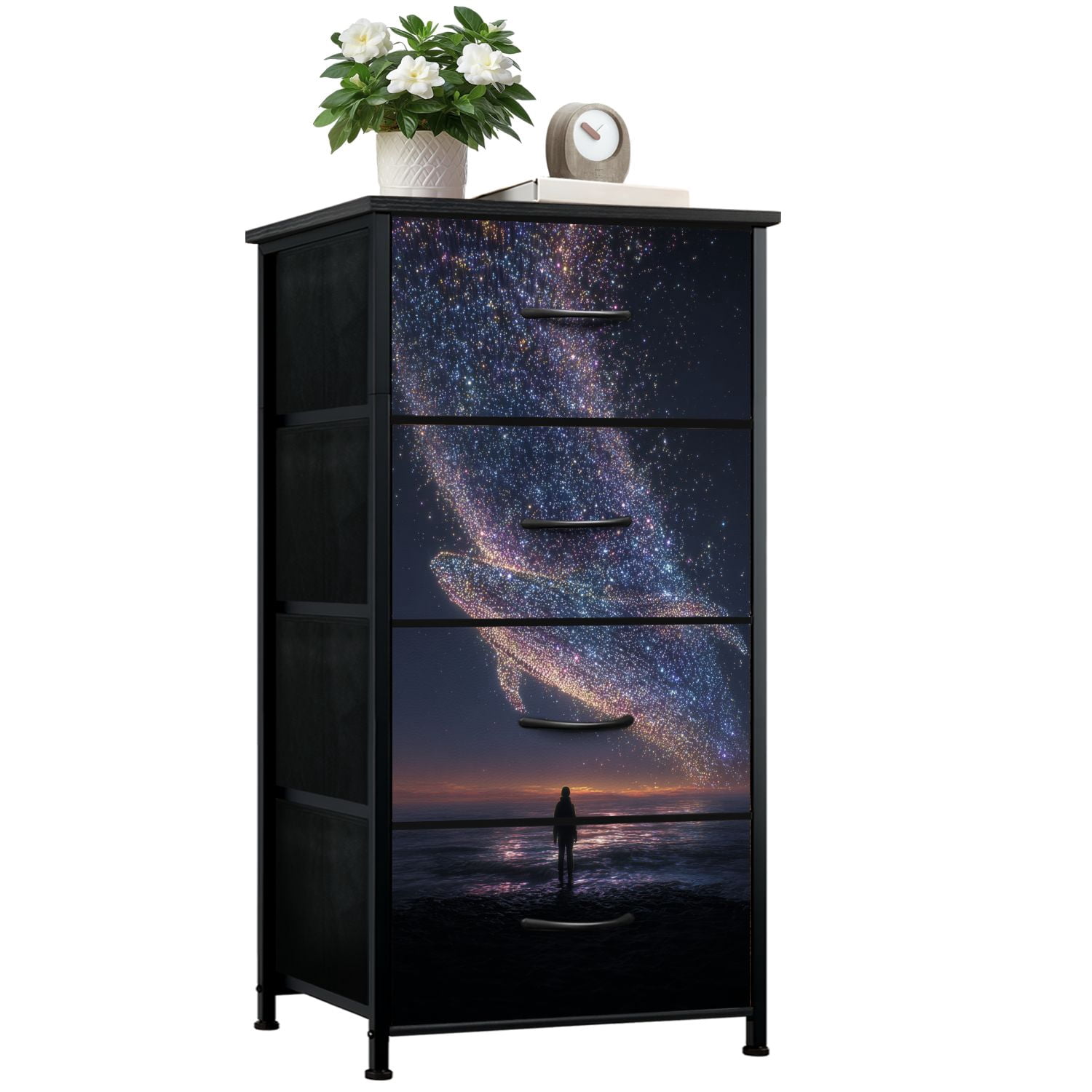 Gothic Dresser for Bedroom with 4 Storage Drawers Cosmic Whale Starry ...