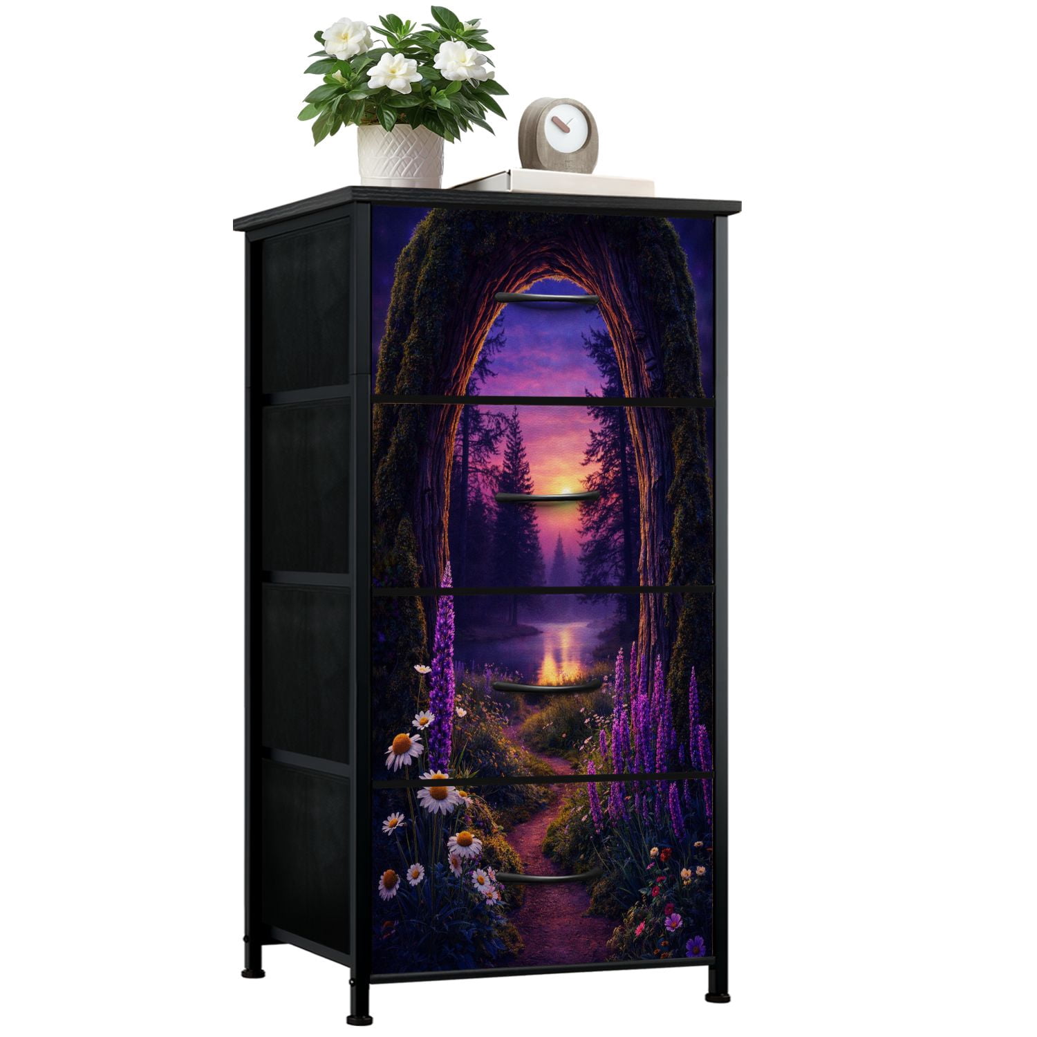 Gothic Dresser for Bedroom with 4 Storage Drawers Magical Forest ...