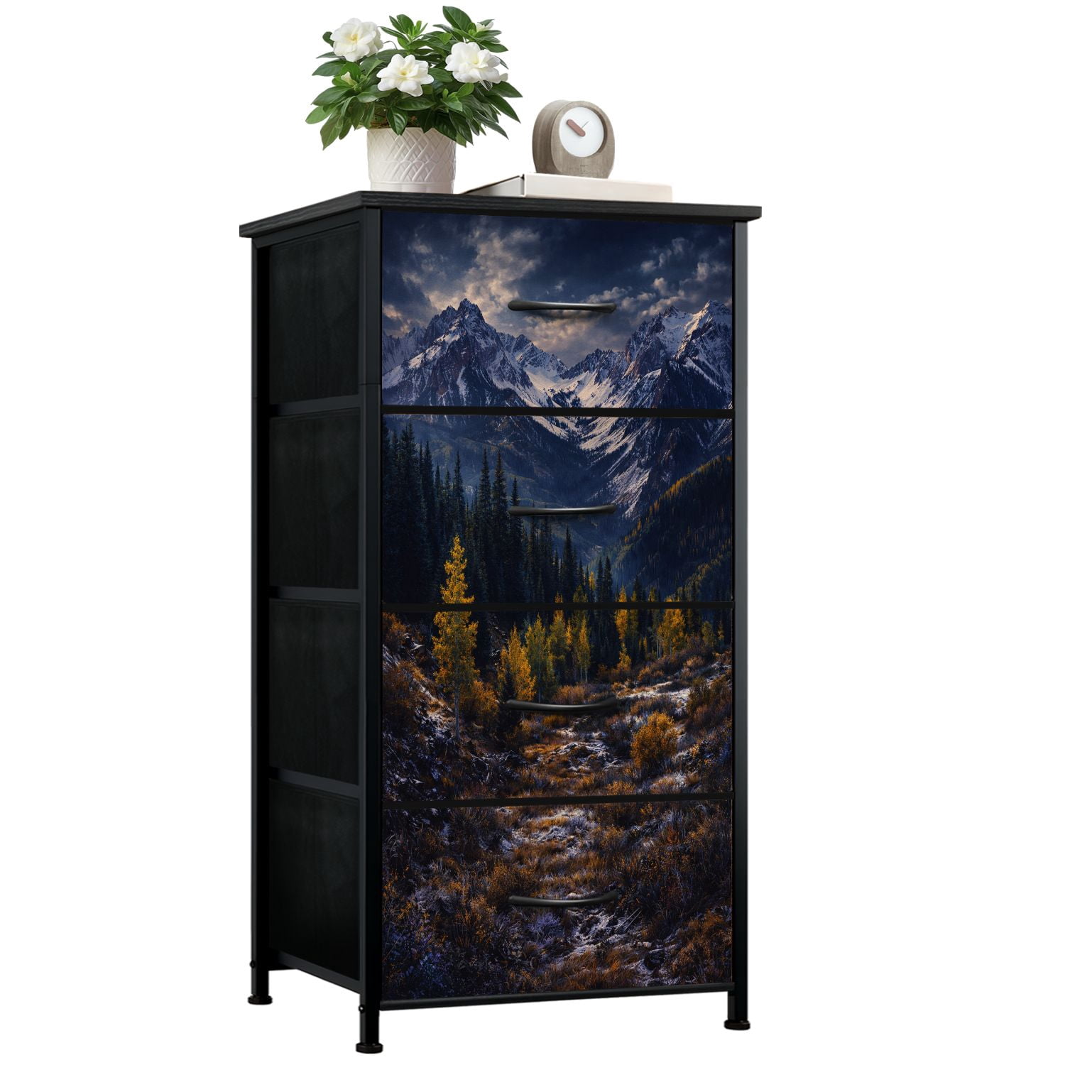 Gothic Dresser for Bedroom with 4 Storage Drawers Scenic Mountains ...