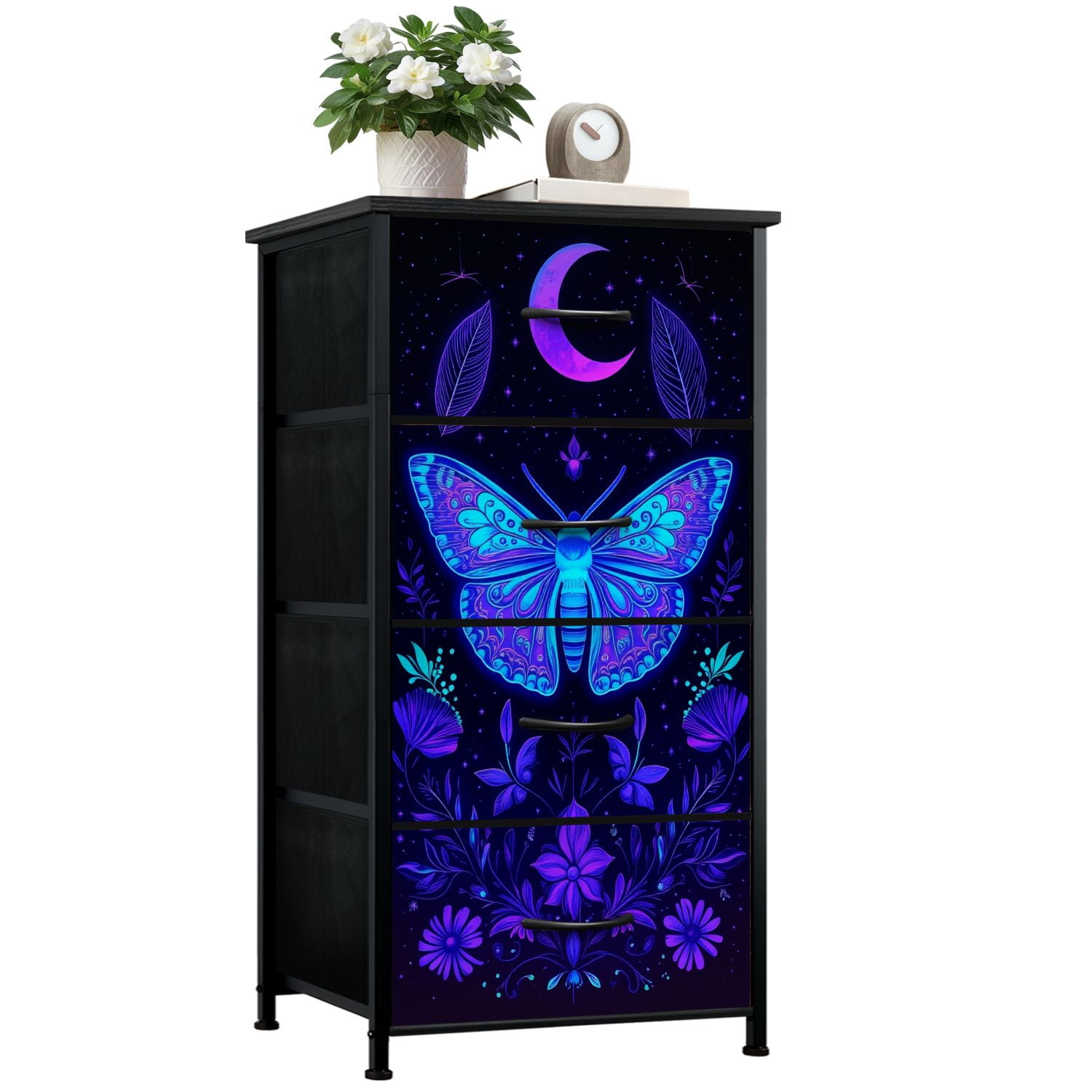 Gothic Dresser for Bedroom with 4 Storage Drawers Vibrant Butterfly ...