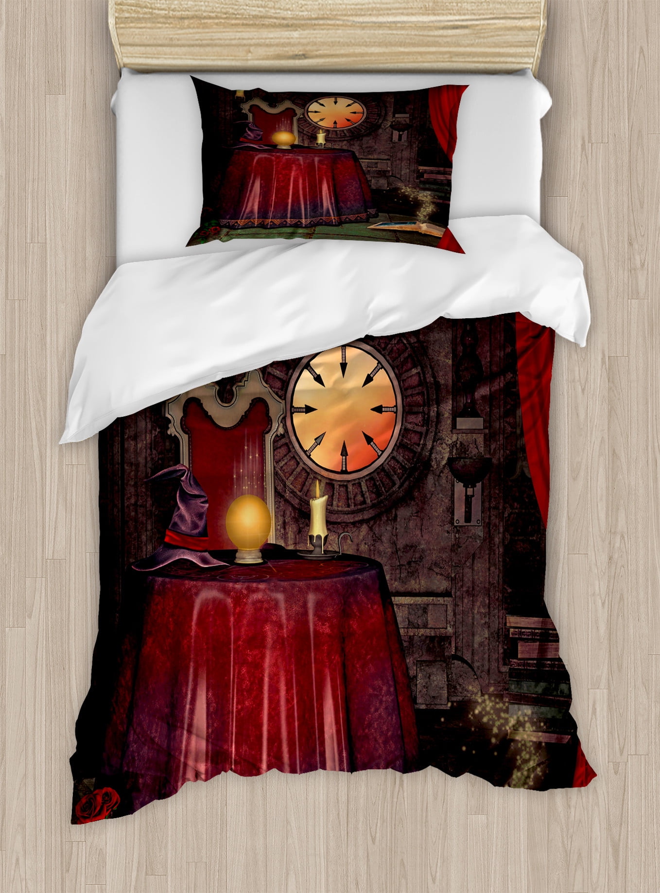 Gothic Duvet Cover Set, Fortuneteller Room with Mystic Crystal Ball ...