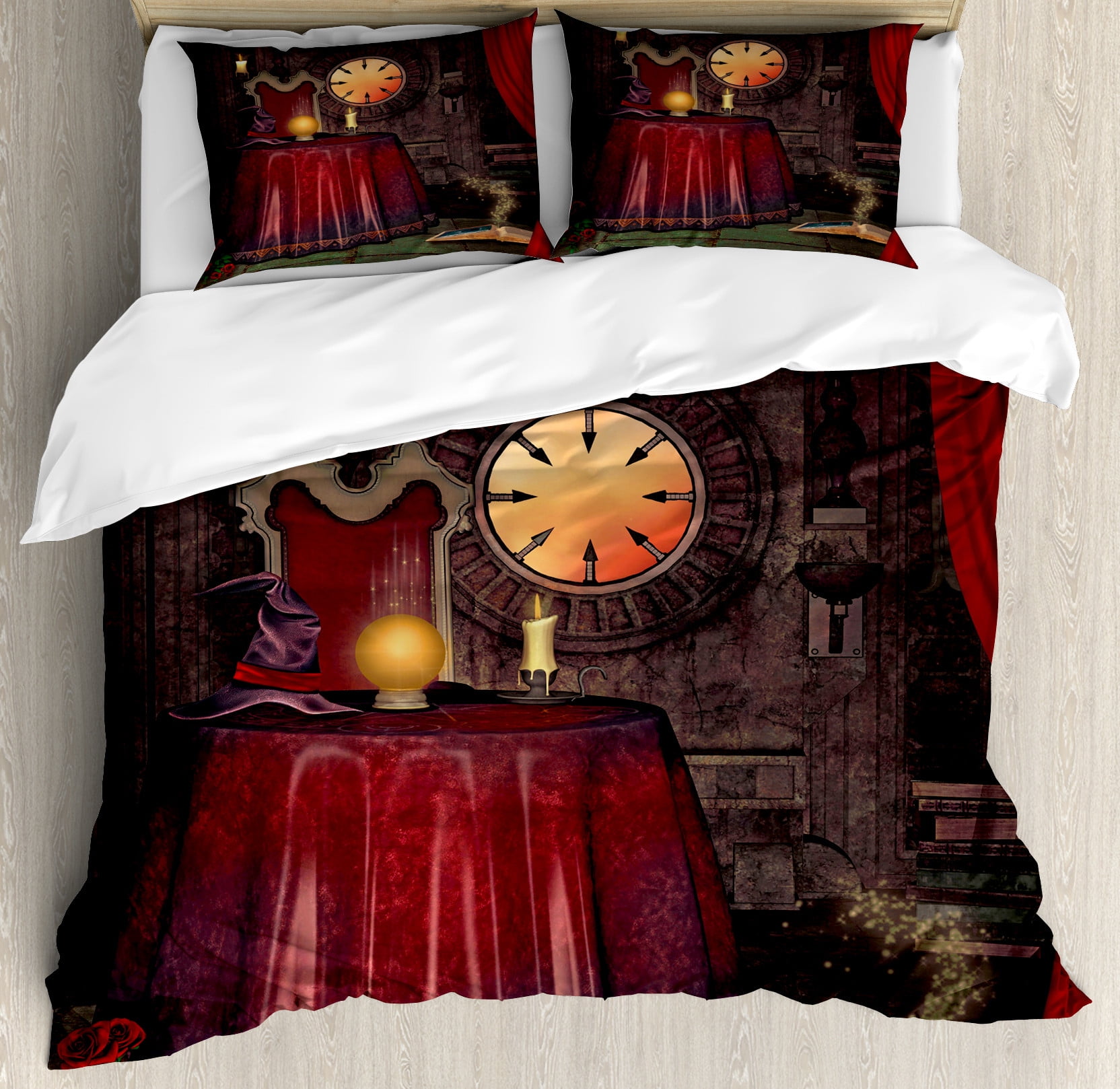 Gothic Duvet Cover Set, Fortuneteller Room with Mystic Crystal Ball ...