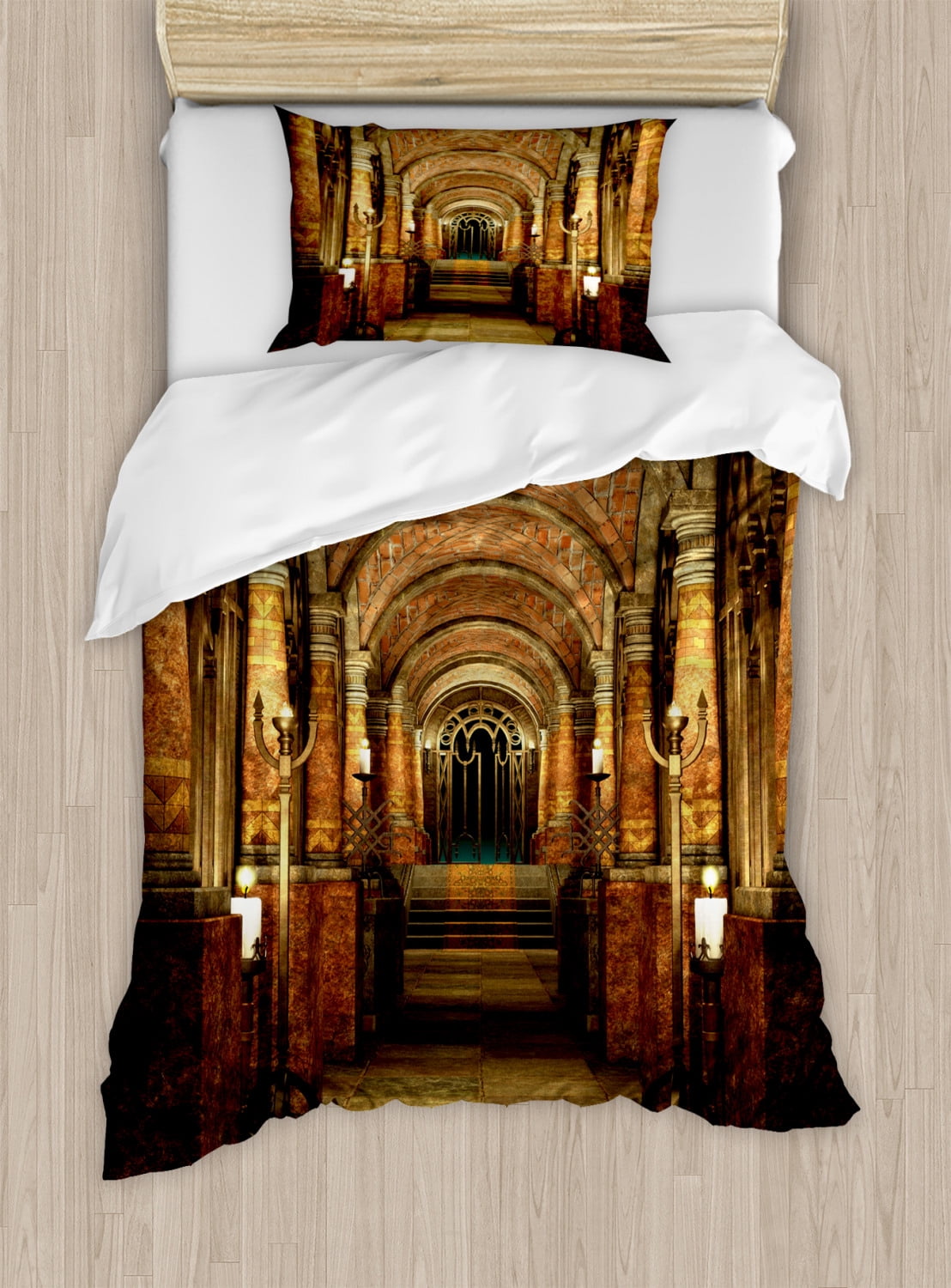 Gothic Duvet Cover Set Twin Size, Ancient Passage with Stairways Secret ...