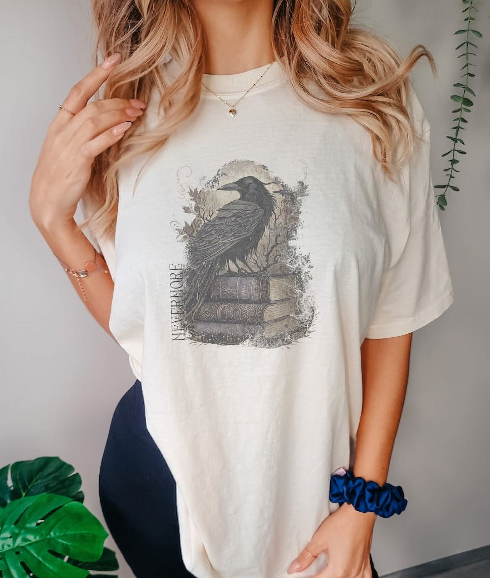 Gothic Edgar Allan Poe Raven Reading Shirt Book Poem Vintage Crow ...