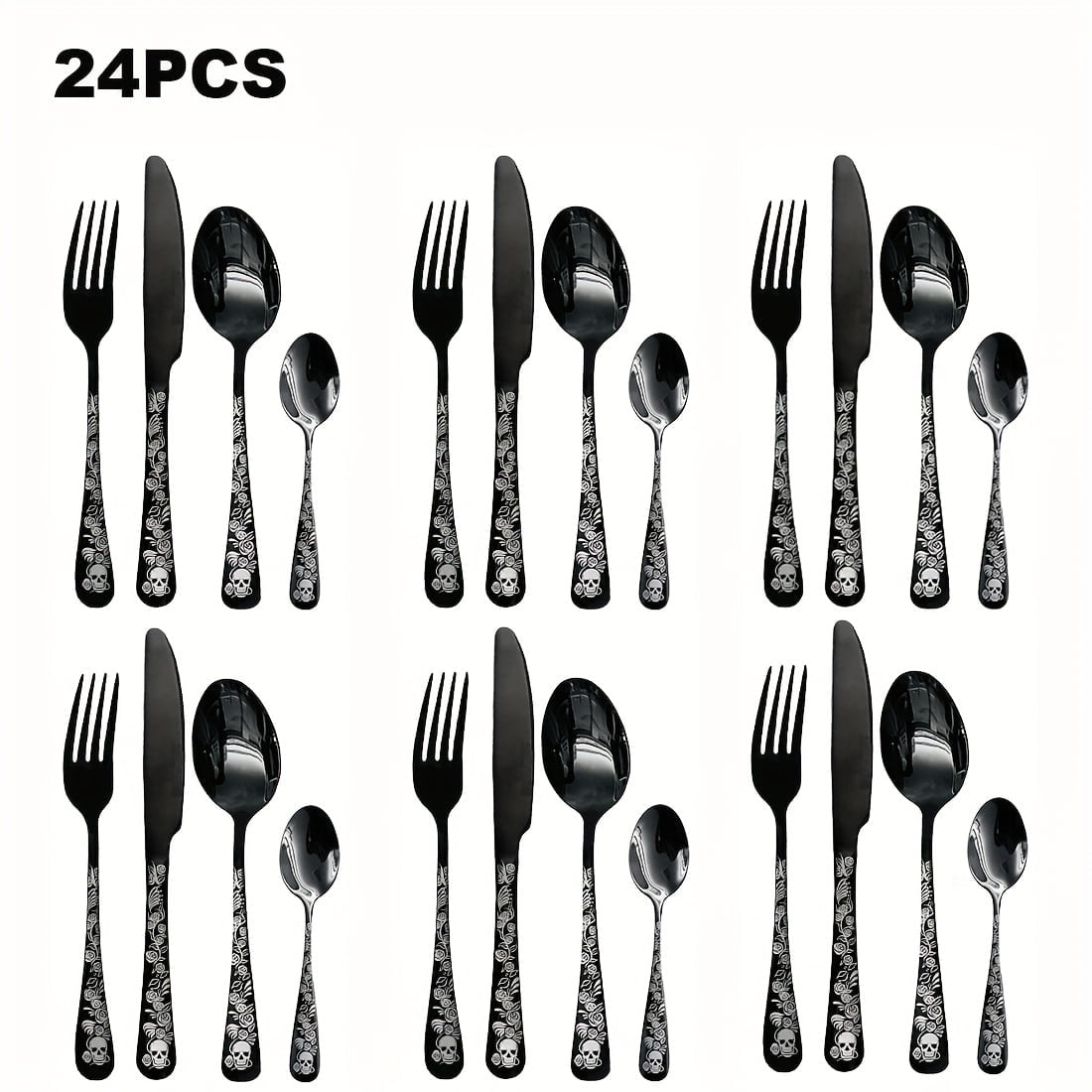 Gothic Elegance 16 24Pc Stainless Steel Cutlery Set Perfect For 4 6Ppl ...