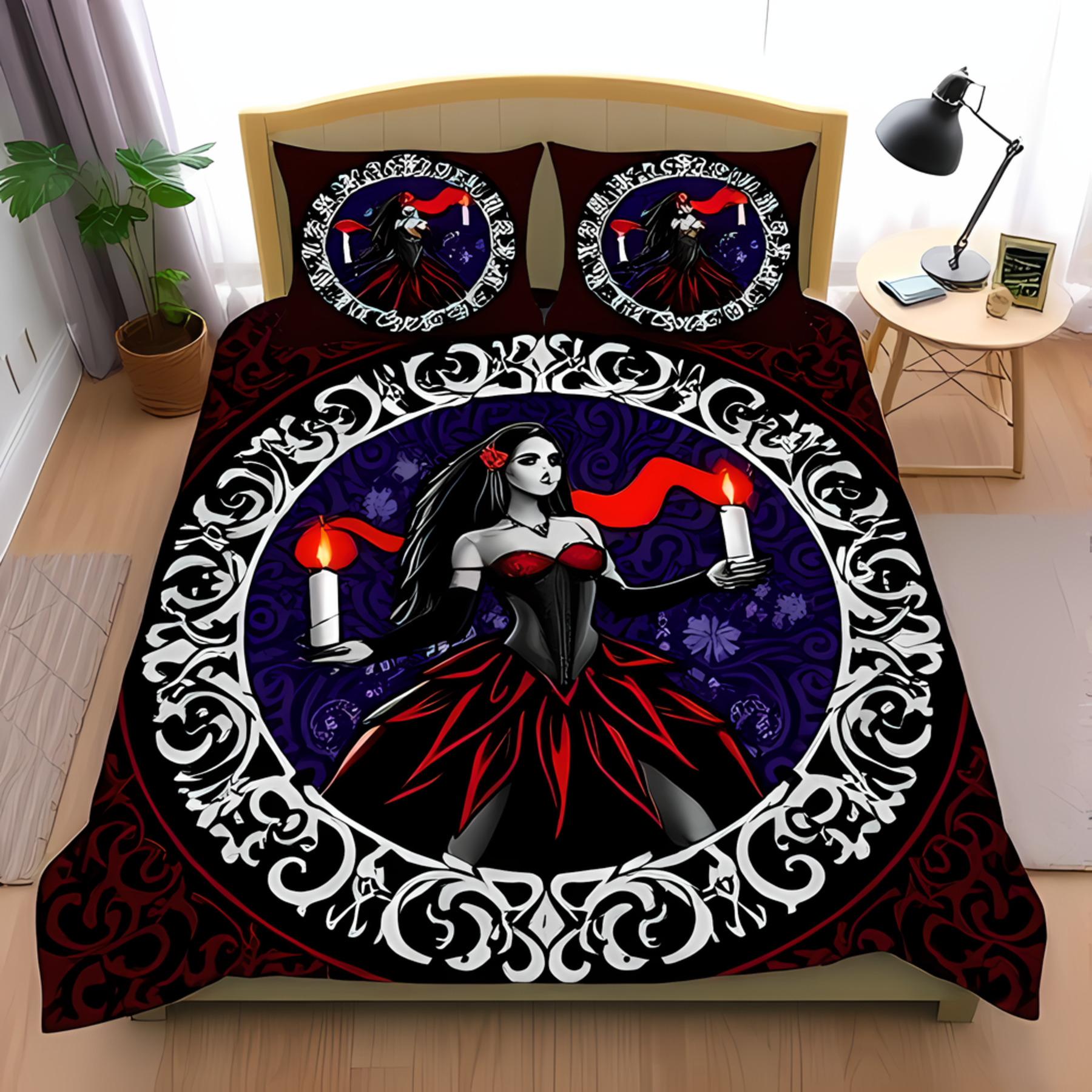 Gothic Elegance 3-Piece Duvet Cover Set - Dark Romantic Design with ...