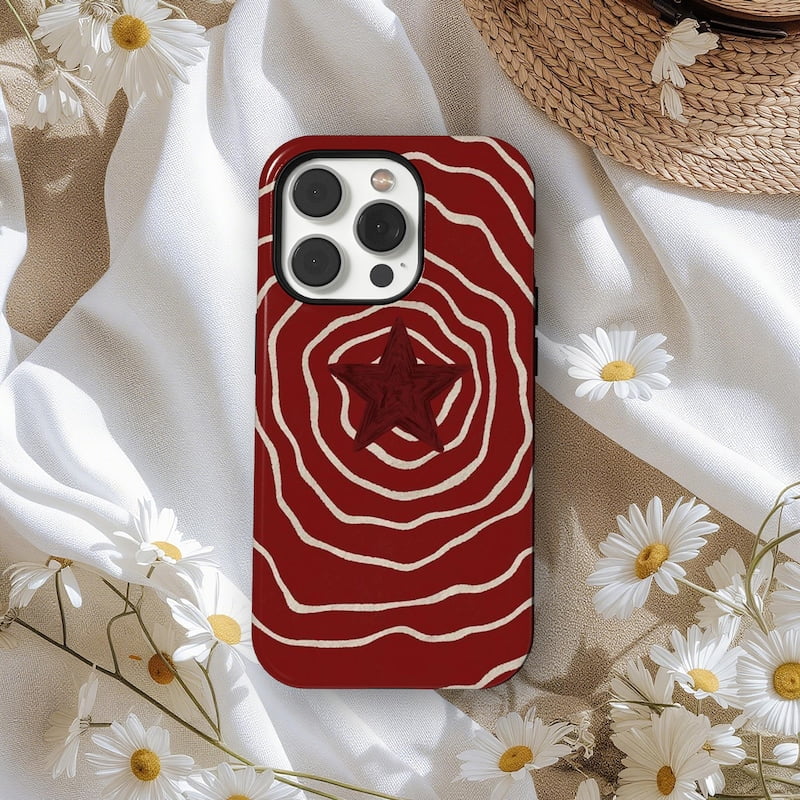 Gothic Emo Aesthetic Retro Red Wave Line Grunge Star Case for iPhone 11 ...