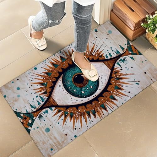 Gothic Evil Eye Indoor Door Mat 16x24 Inch Floor Doormat with Abstract ...