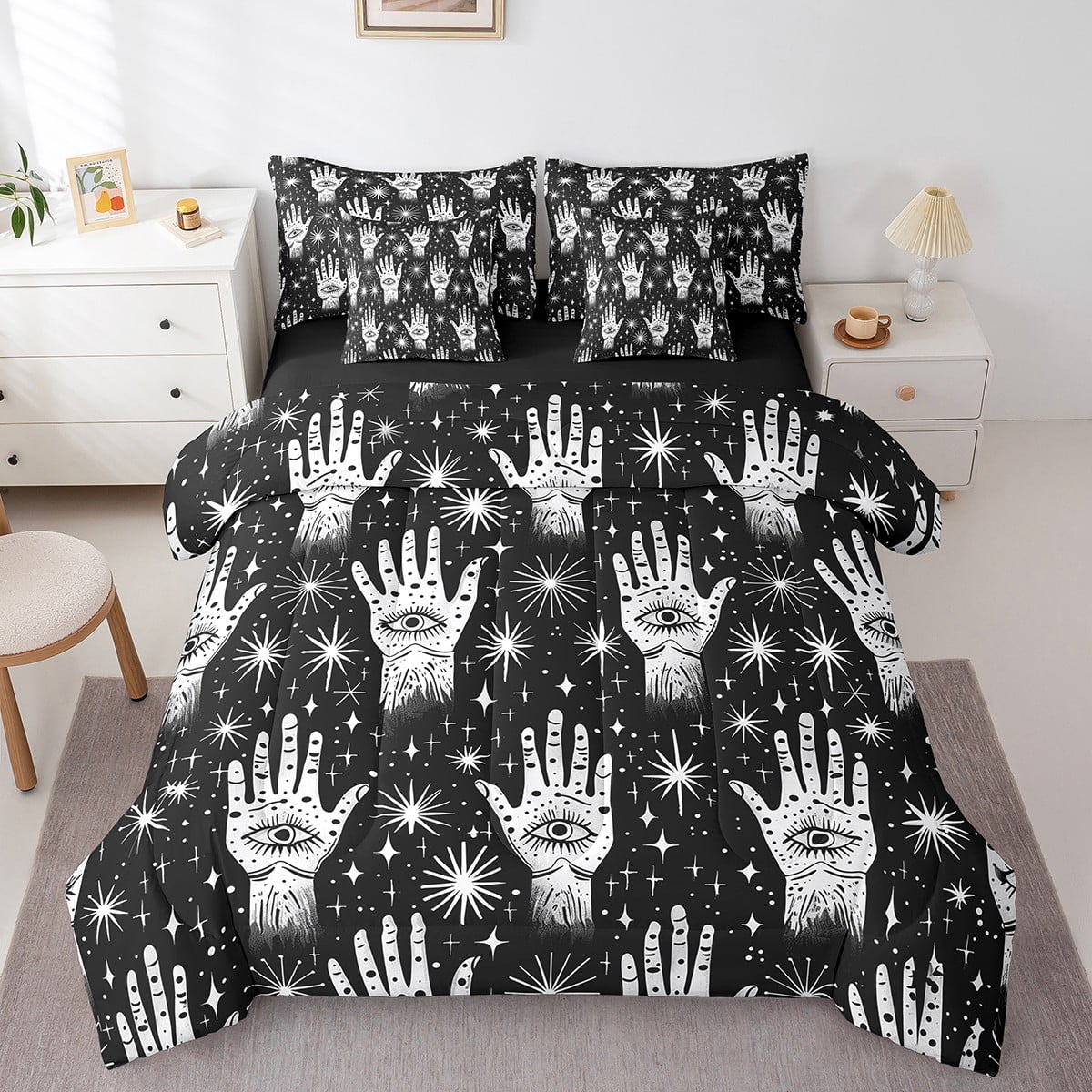 Gothic Eye Comforter Set 7 Pieces Black Goth Bed In A Bag,Galaxy Decor ...