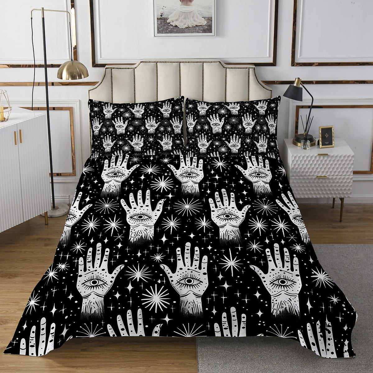 Gothic Eye Quilt Set Black Goth Bedspread Set,Galaxy Decor Coverlet Set ...
