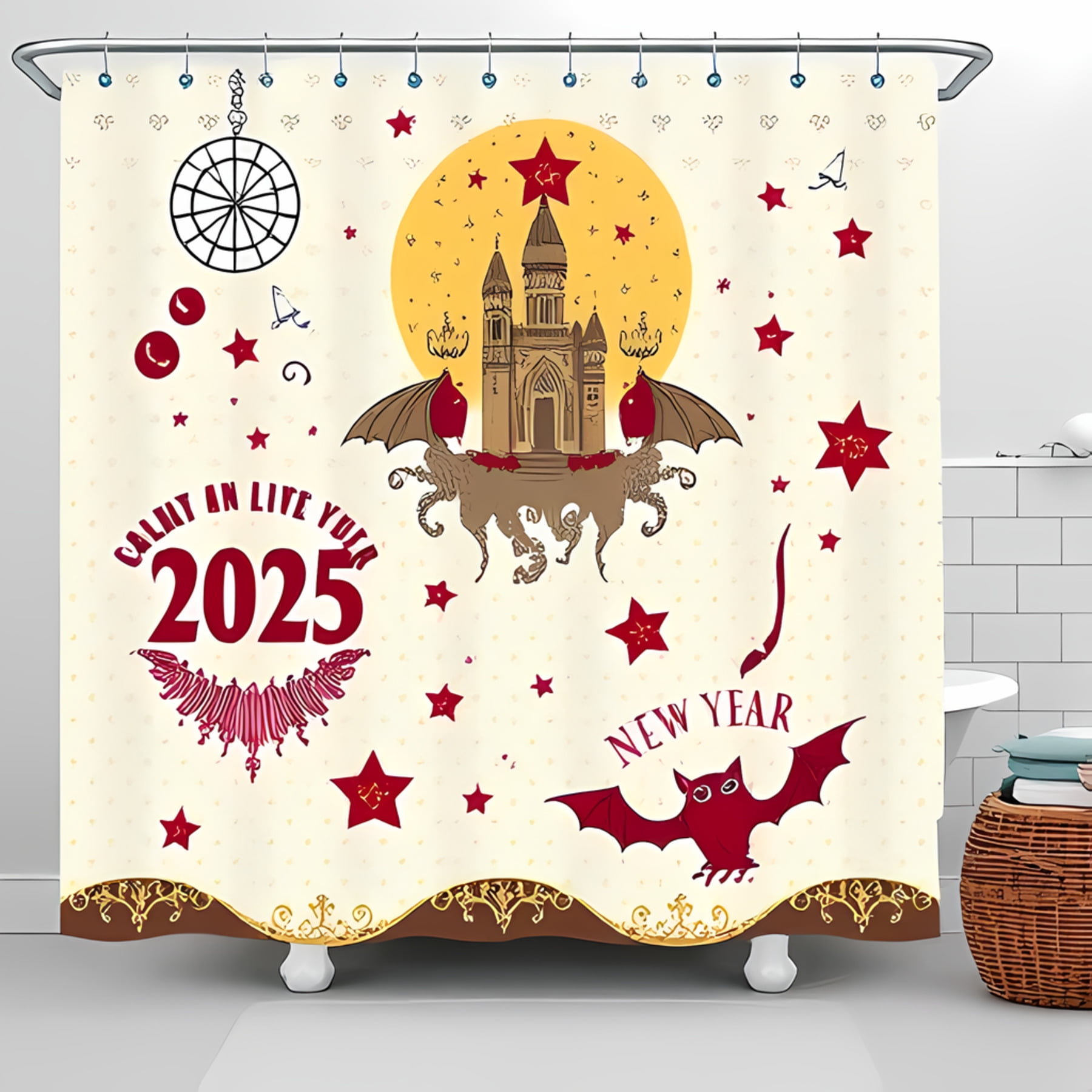 Gothic Fairytale Castle Shower Curtain for New Year 2025 - Whimsical ...
