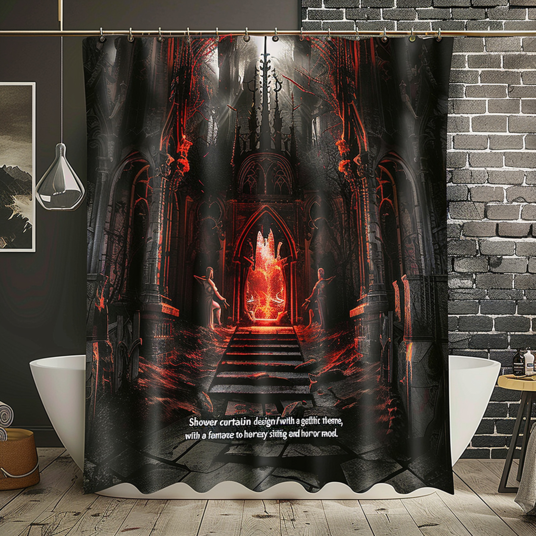 Gothic Fantasy Horror Shower Curtain with Hell Entrance and Medieval ...