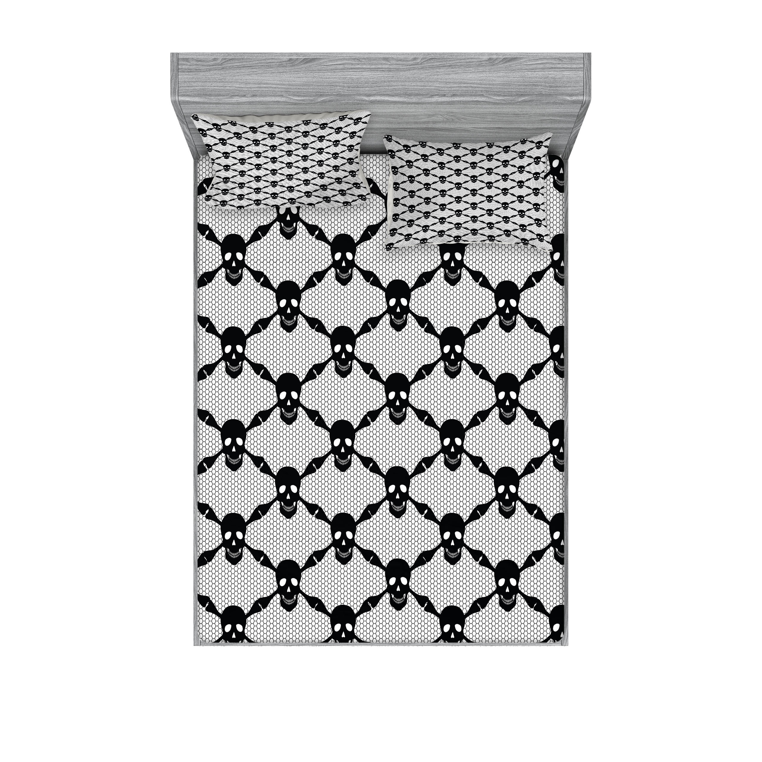 Gothic Fitted Sheet & Pillow Sham Set, Halloween Horror Theme Spooky ...