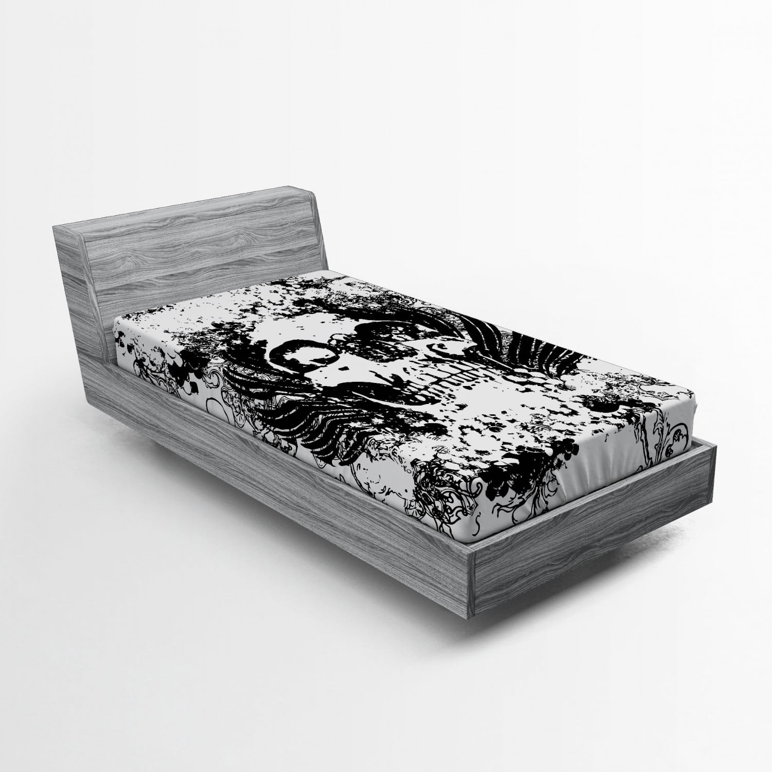 Ambesonne Gothic Fitted Sheet, Dark Horror Scary Skull, Twin Size ...