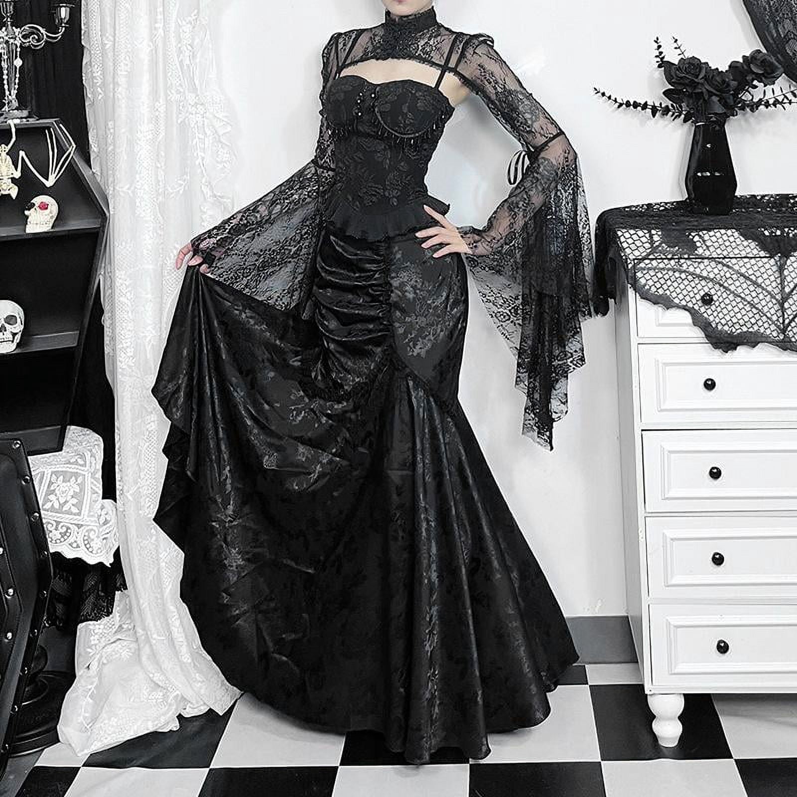 Gothic Folding Asymmetric Fishtail Skirt Women's Retro Jacquard Y2K ...