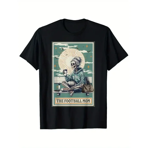 Gothic Football Mom Skeleton Design for Women Short Sleeve Graphic T ...