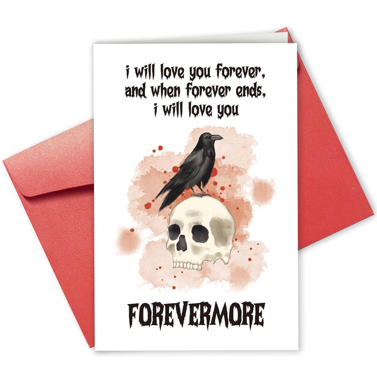 Gothic Forevermore Card - "I Will Love You Forever" Skull and Crow ...