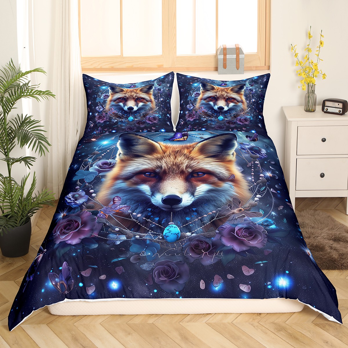 Gothic Fox Duvet Cover Set Dream Catchers Queen Bedding Sets,Boho ...