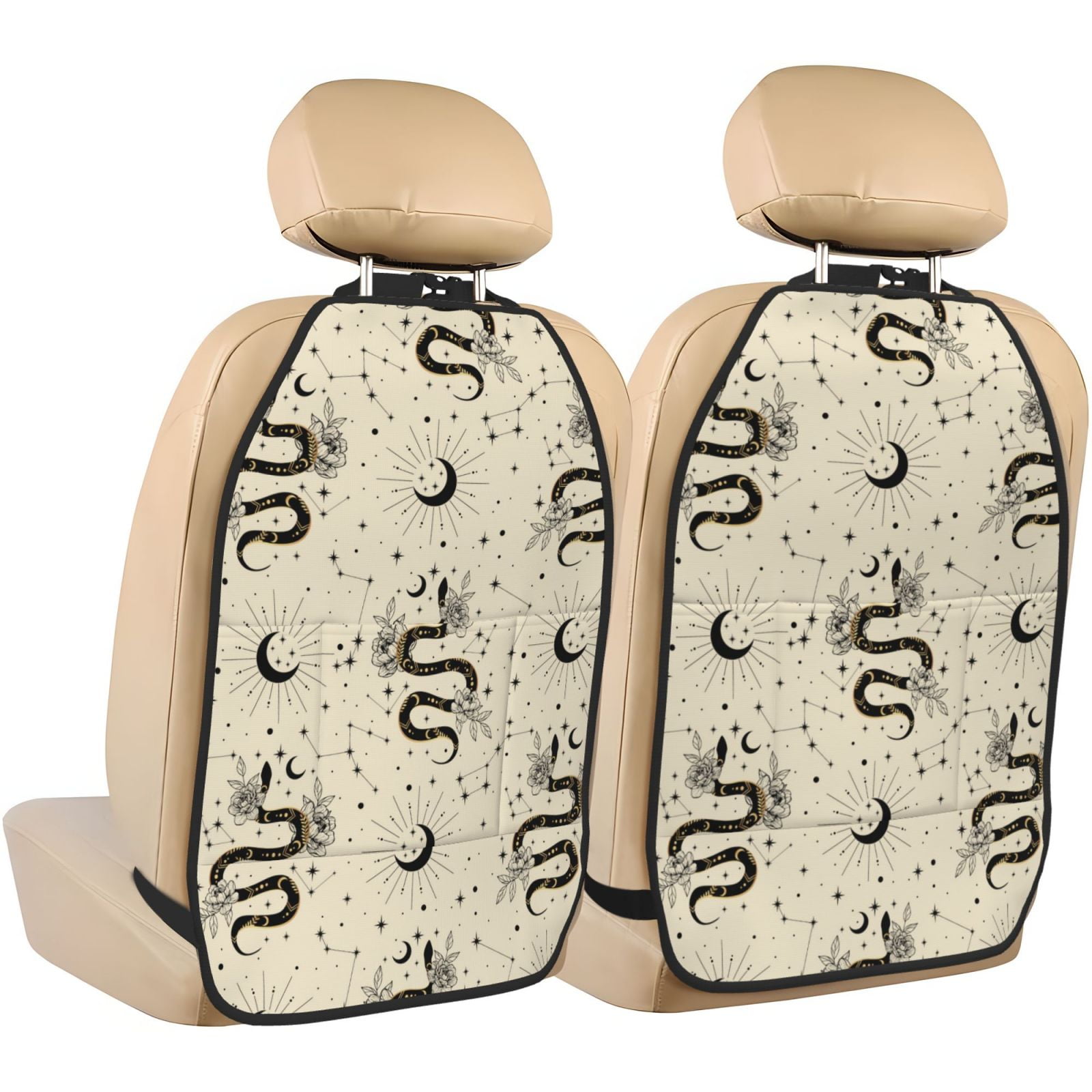 Gothic Funny Black Snake Moon Backseat Car Organizer, 2 Pack Kick Mats ...