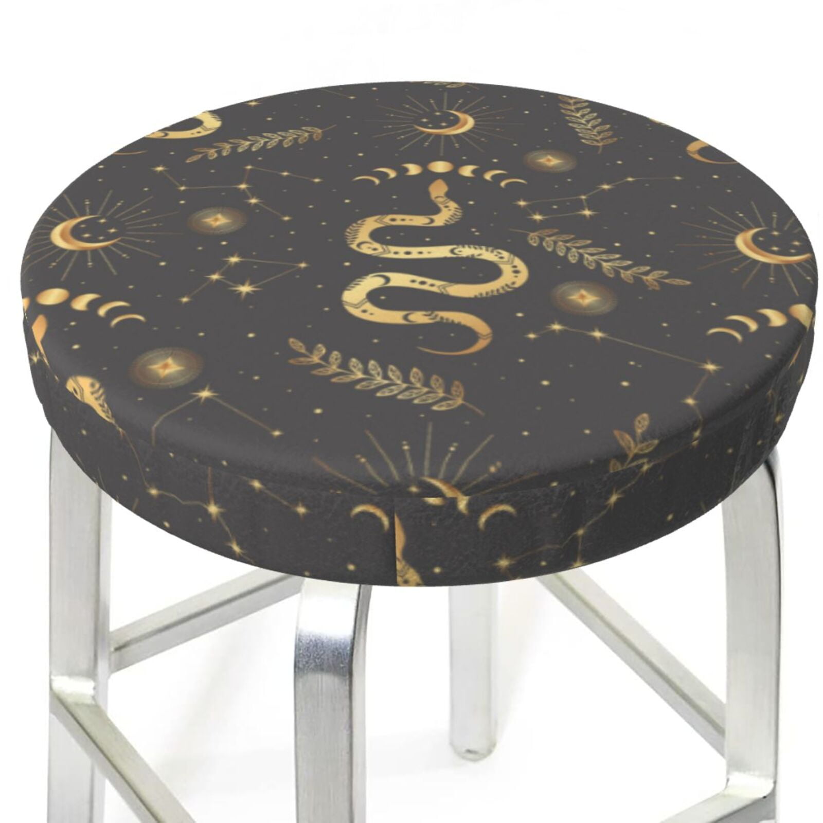 Gothic Funny Golden Snake Moon Bar Stool Covers - Stretch Round Seat ...