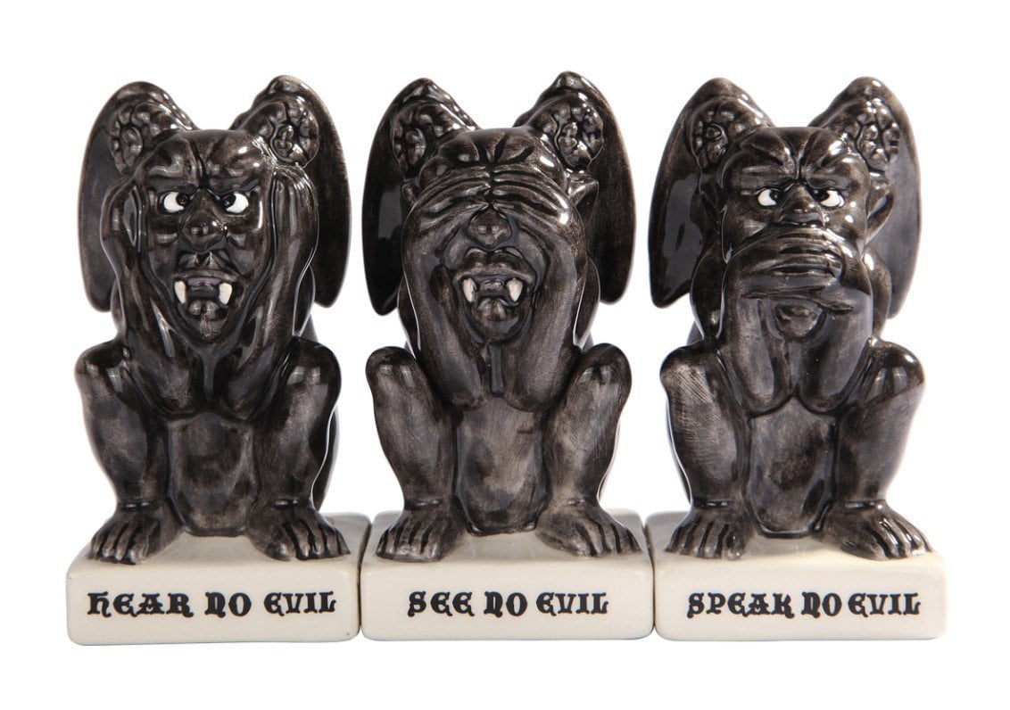 Attractives! Trio Gothic Gargoyles See Hear Speak no Evil Ceramic Salt ...