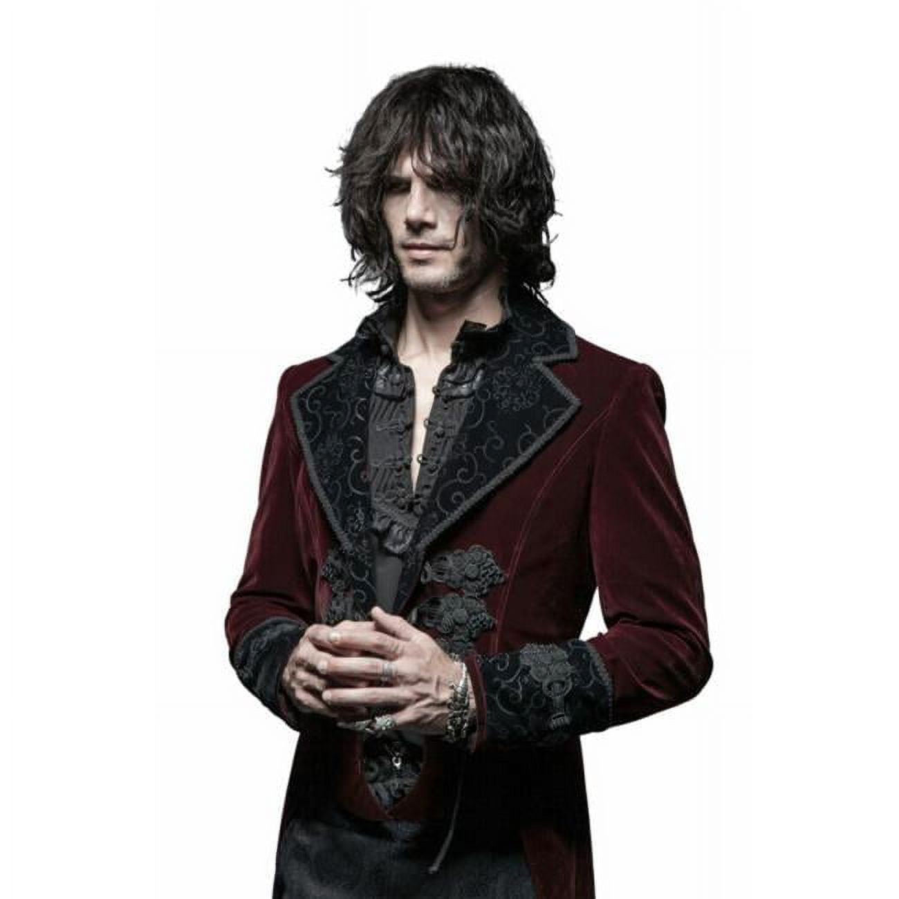 Gothic Gentle Men Jacket with Scissors Tail, Burgundy - Extra Large ...