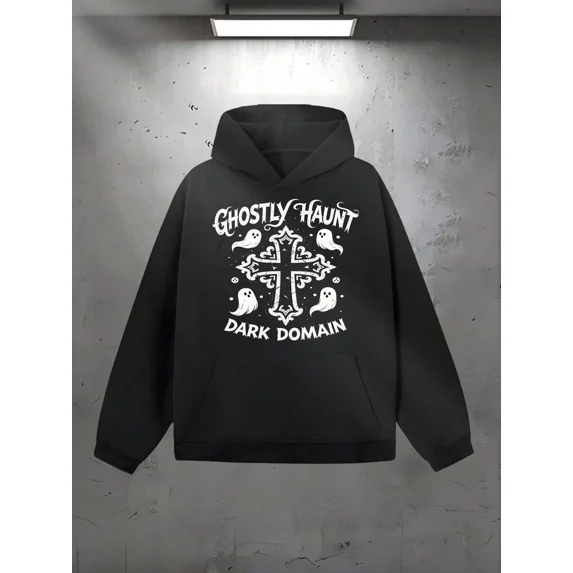 Gothic Ghostly Haunt Dark Domain Black Pullover Hoodie Shirt for Men ...