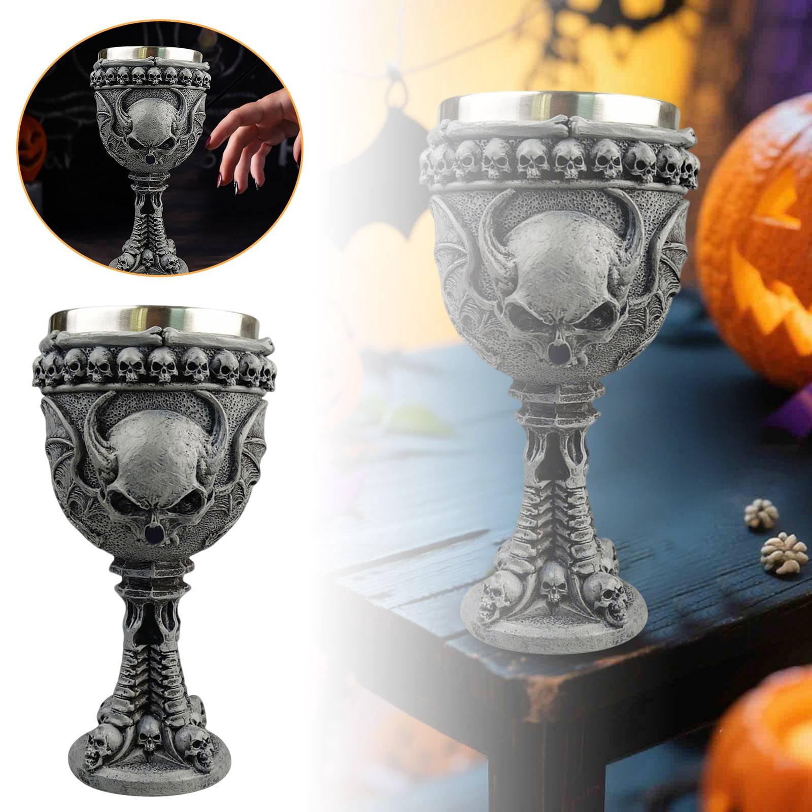 Gothic Goblet Stainless Steel Chalice Glass Halloween Party Drinkware ...