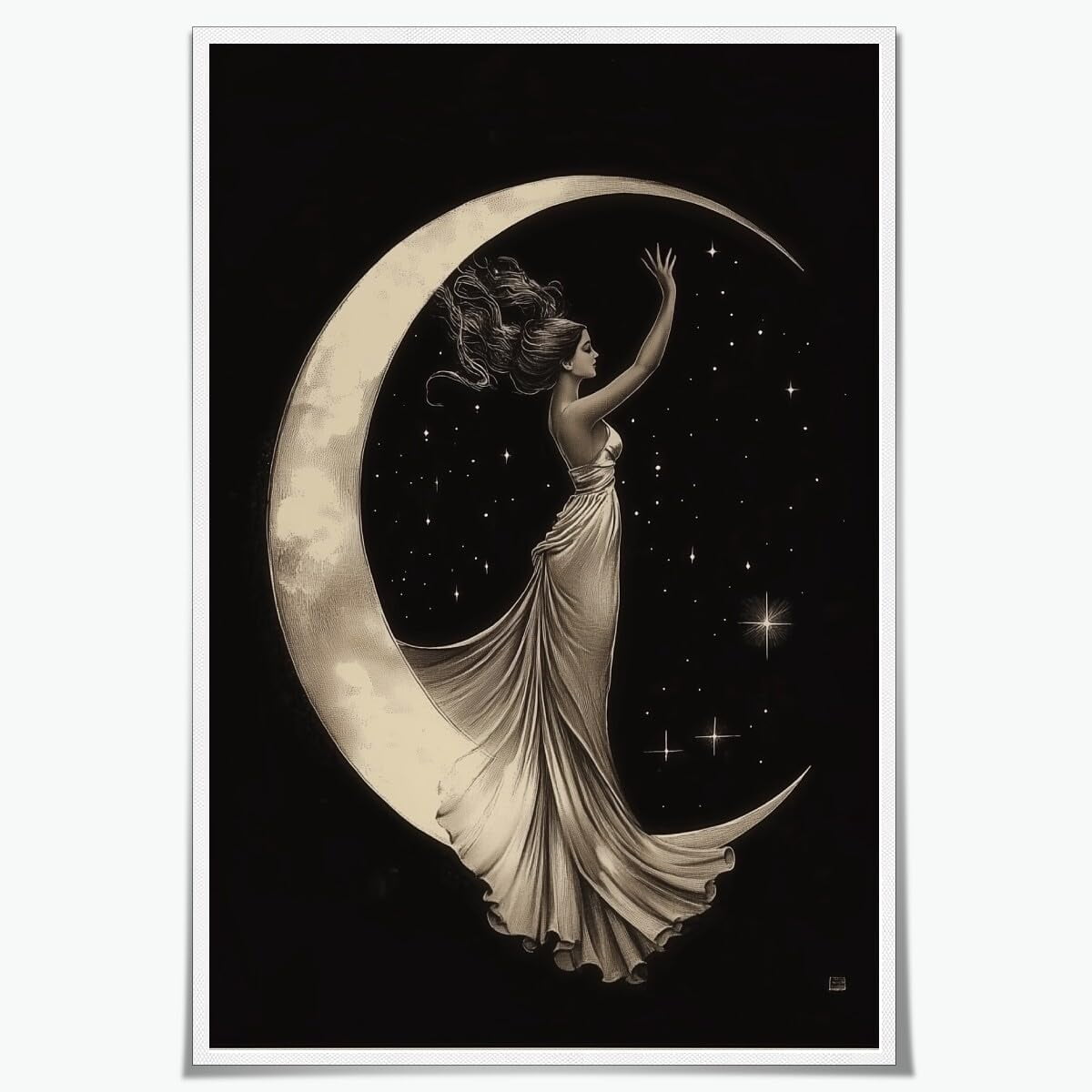 Gothic Goddesses Wall Art The Beautiful Lady of the Moon Dark Academia ...
