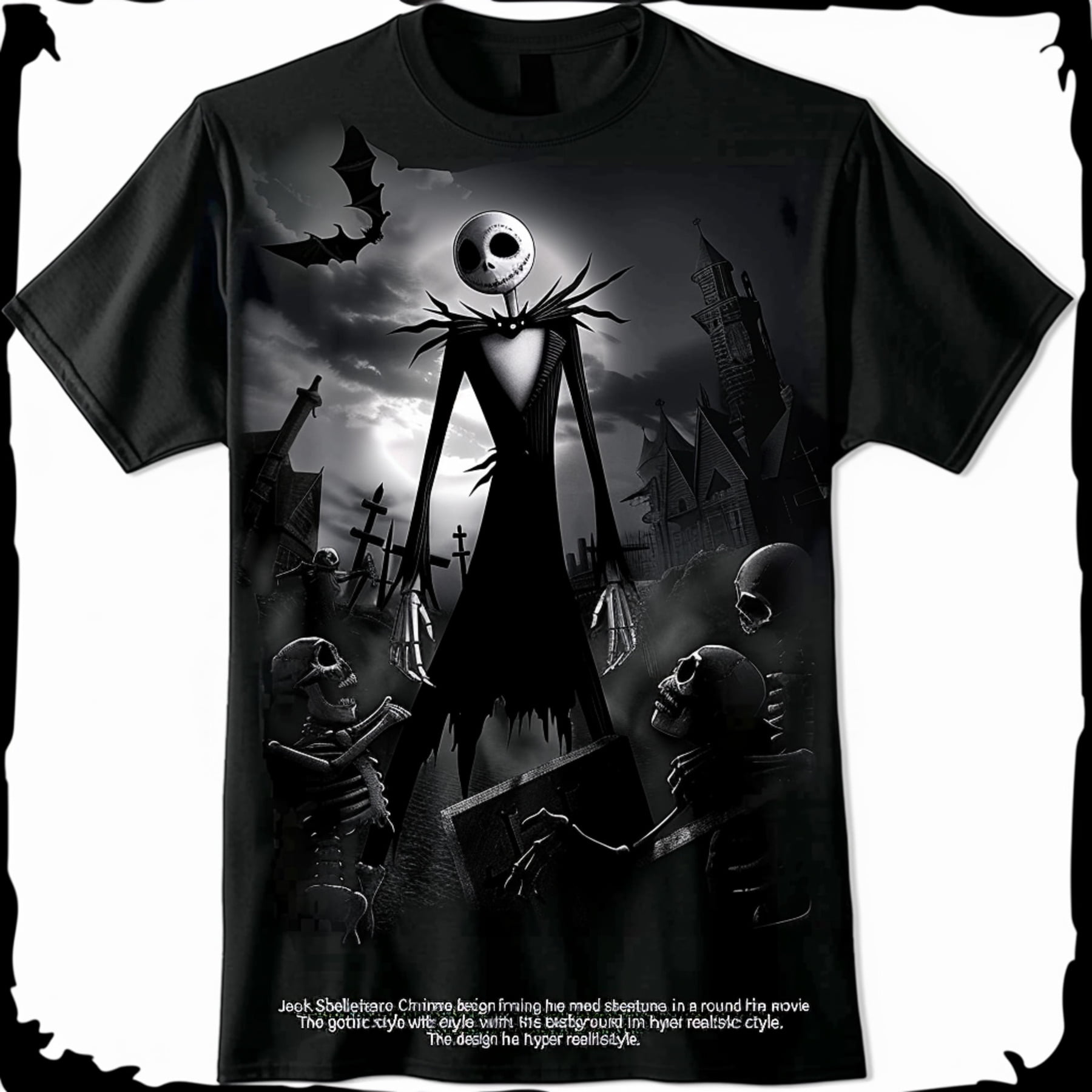 Gothic Graveyard Black TShirt Undead Skeletons Hyper Realistic Design ...