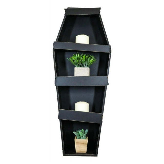 Gothic Graveyard Light Duty Black Coffin Casket Cabinet Shelving Wall ...
