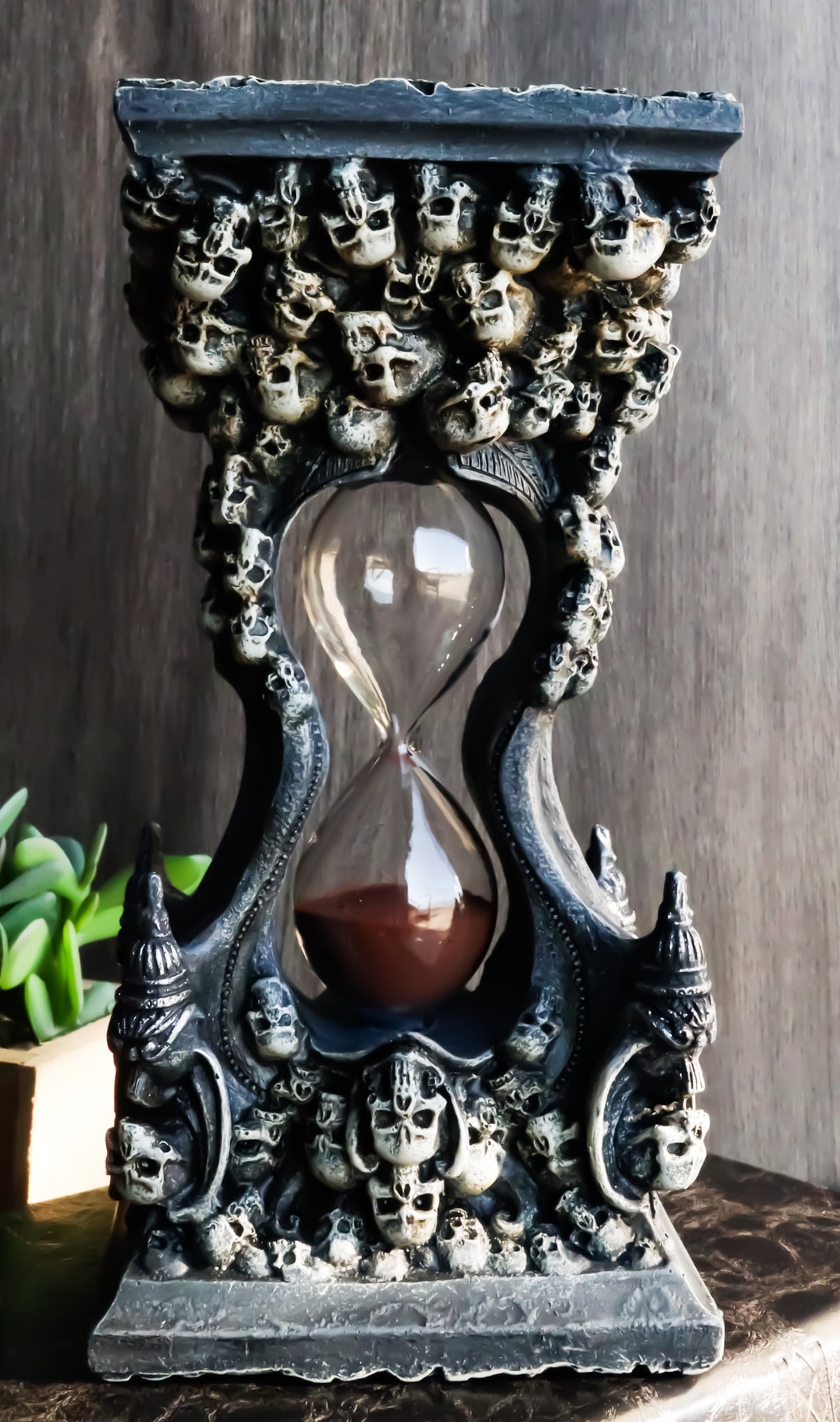 Gothic Graveyard Morphing Cranium Skulls Invertible Pillar Sand Timer ...