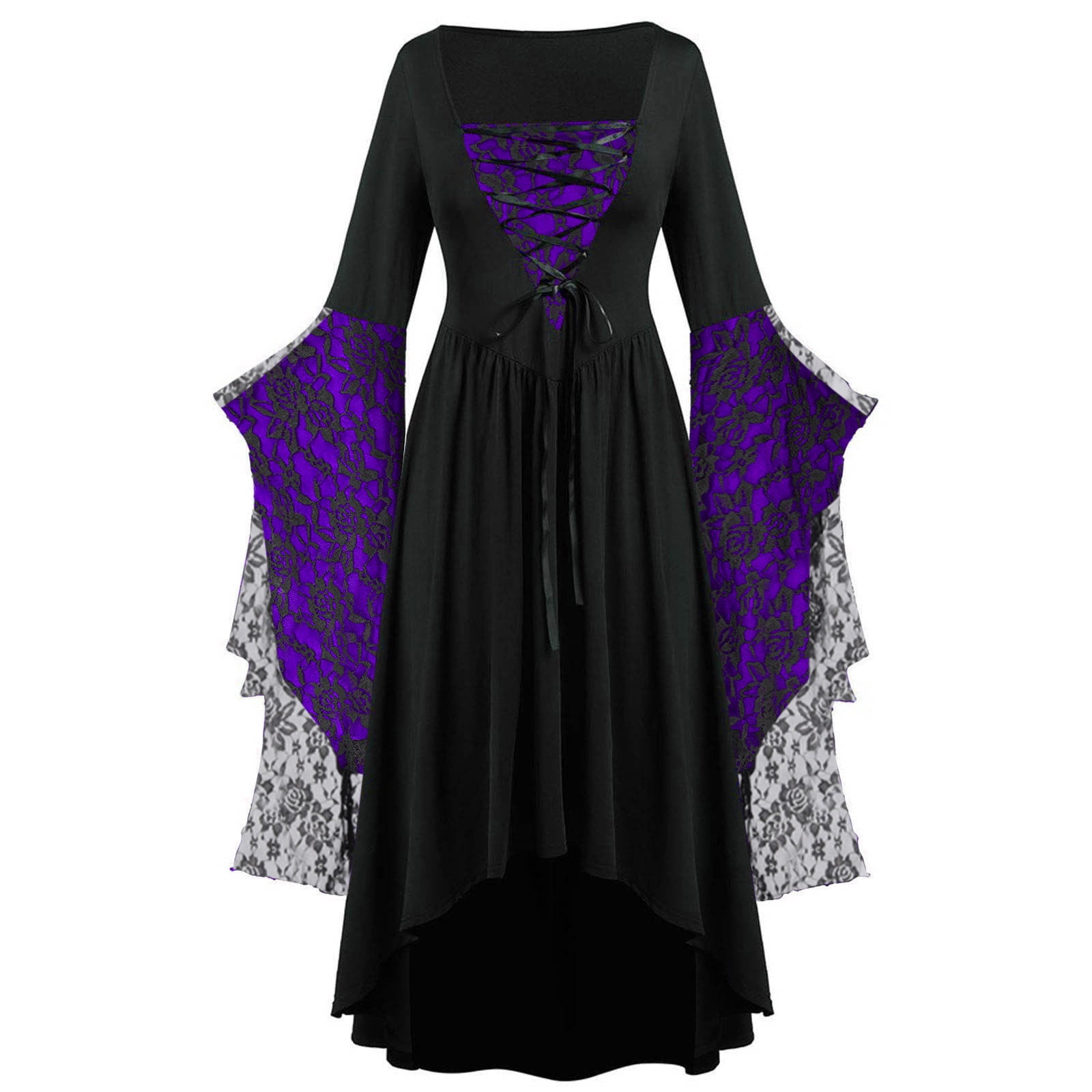 Gothic Halloween Dress for Women Lace Skull Floral Graphic Drawstring ...