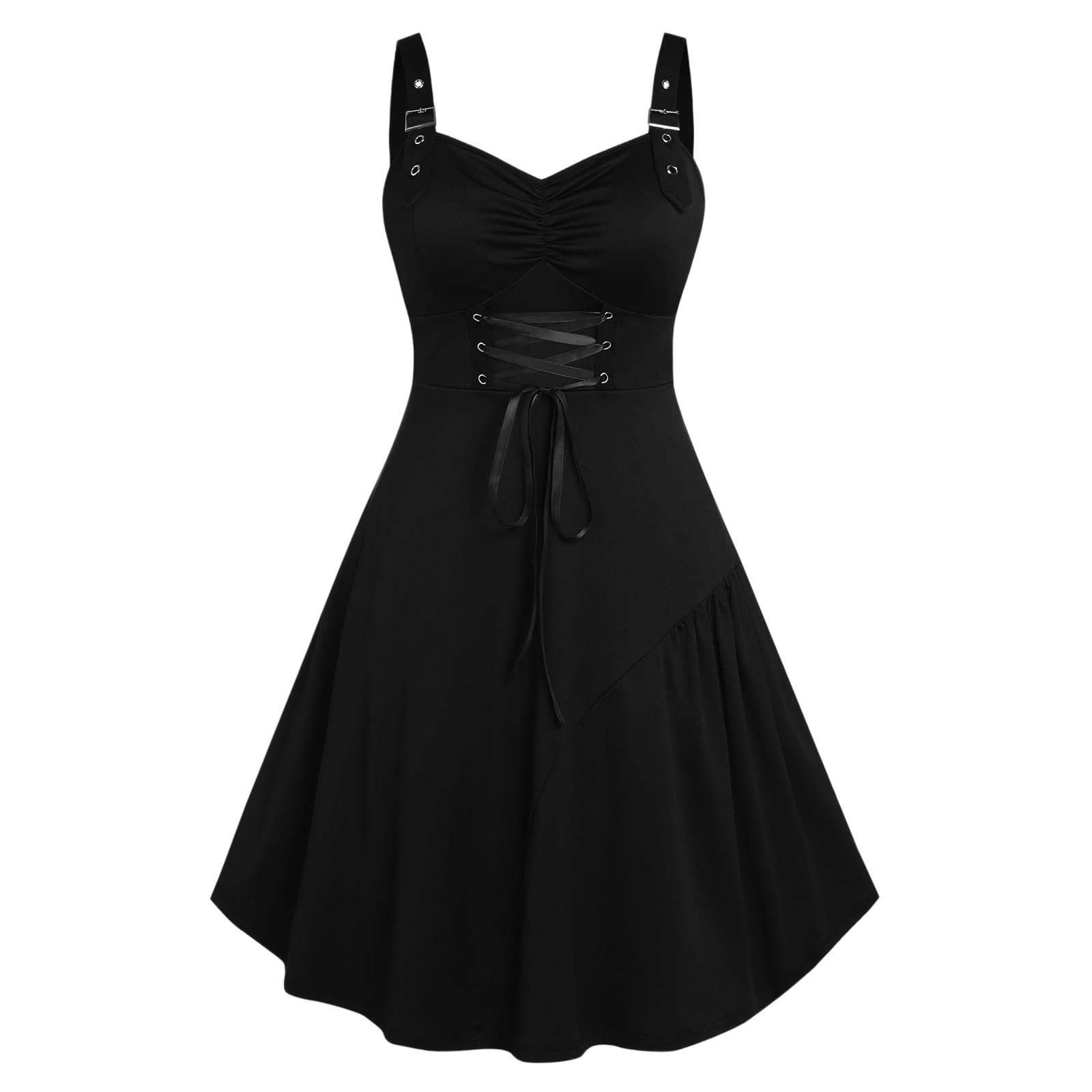 Gothic Halloween Dress for Women Vampire Costume Sleeveless V Neck Maxi ...