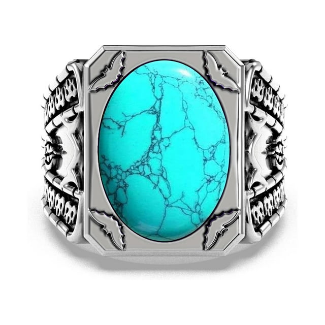 Gothic Haunting Halloween Blue Turquoise Men's Bat Ring | Spooky ...