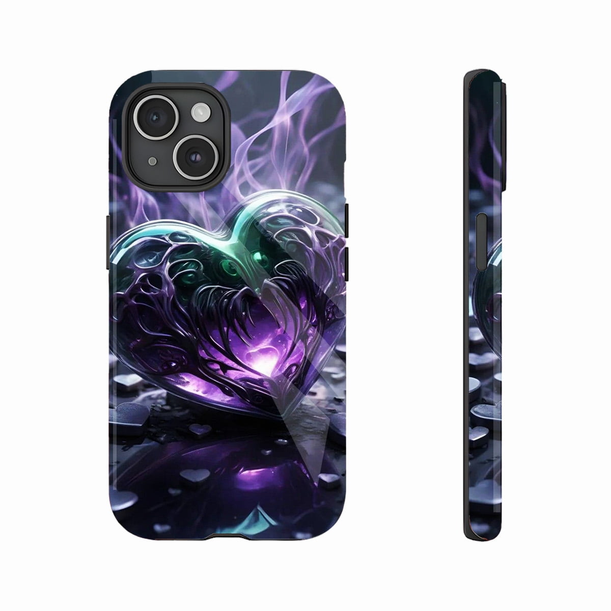 Gothic Heart Shaped iPhone Case Glowing Purple Green Gradient For ...
