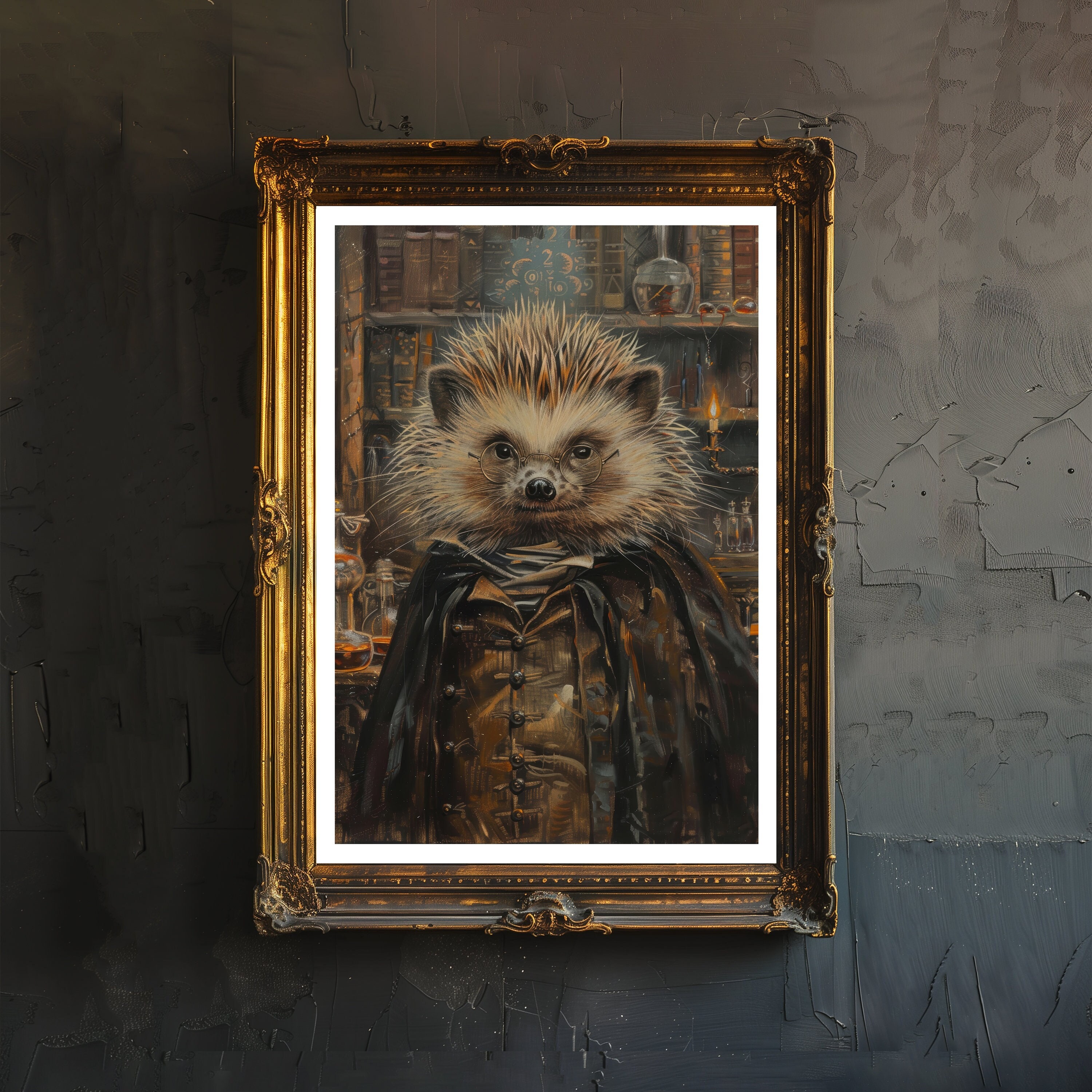 Gothic Hedgehog Alchemist Print Dark Academia Art Gothic Decor Antique ...