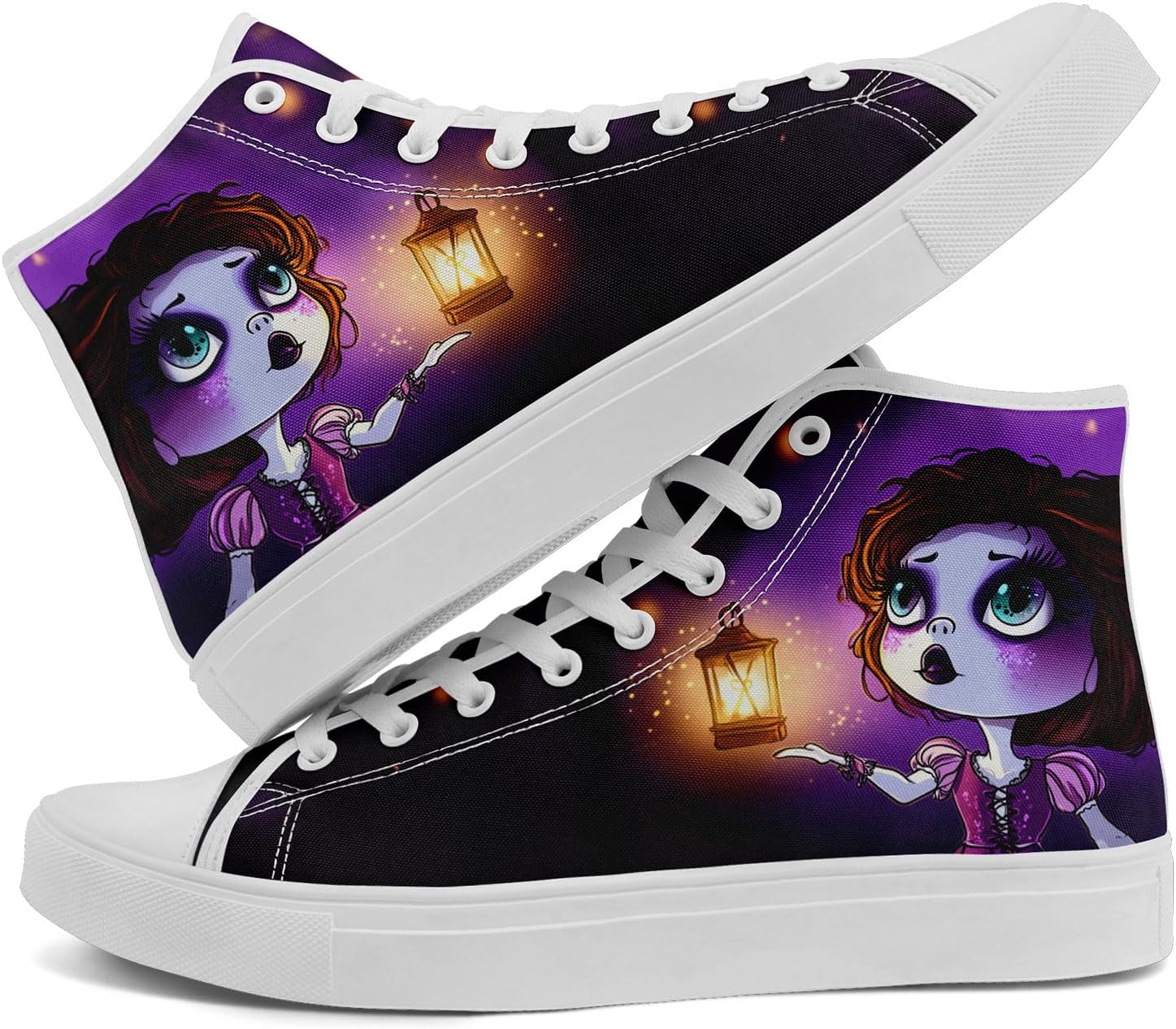 Gothic High Top Canvas Sneakers, Horror Cartoon Print Casual Shoes for ...