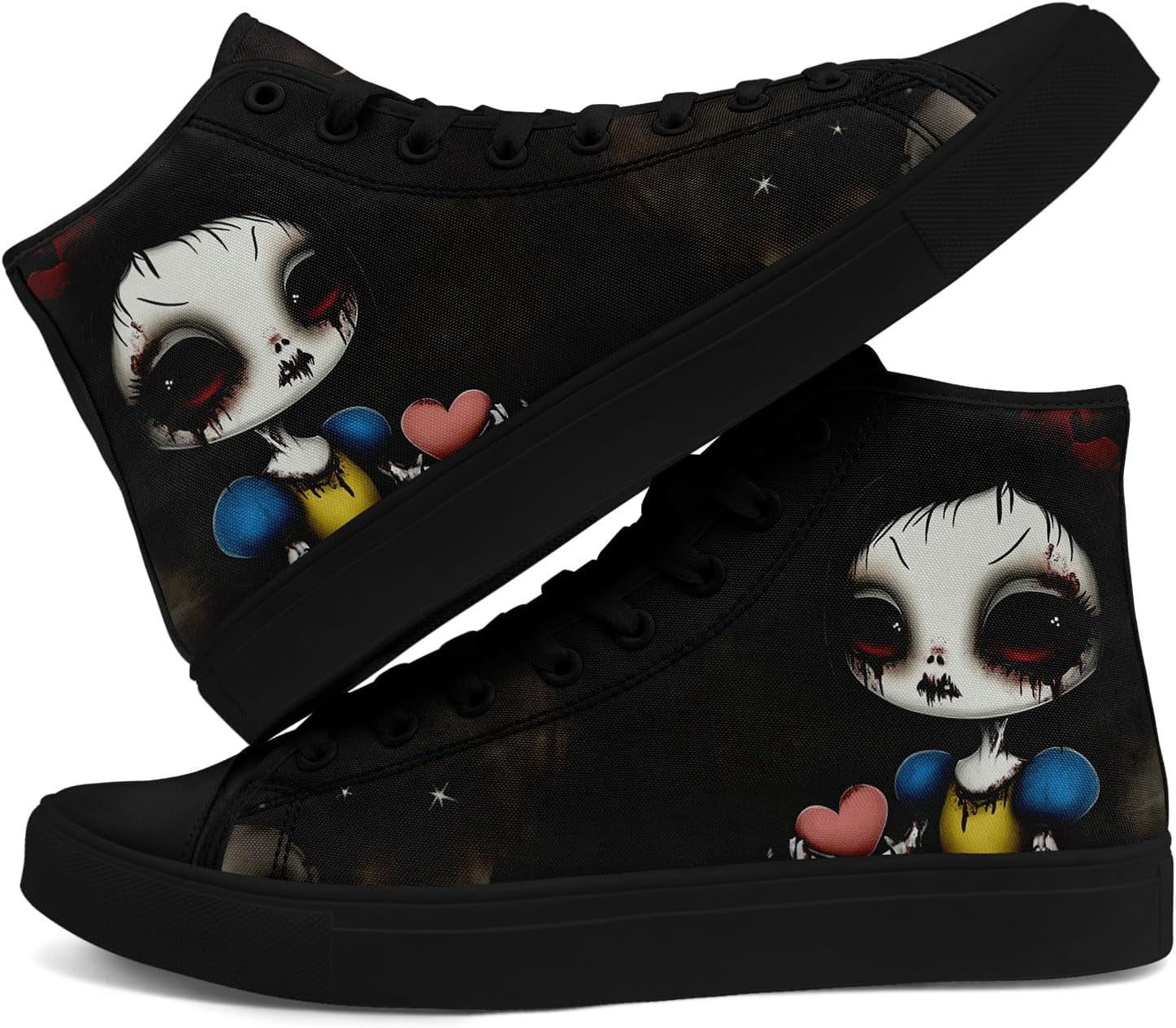 Gothic High Top Canvas Sneakers, Horror Cartoon Print Casual Shoes for ...
