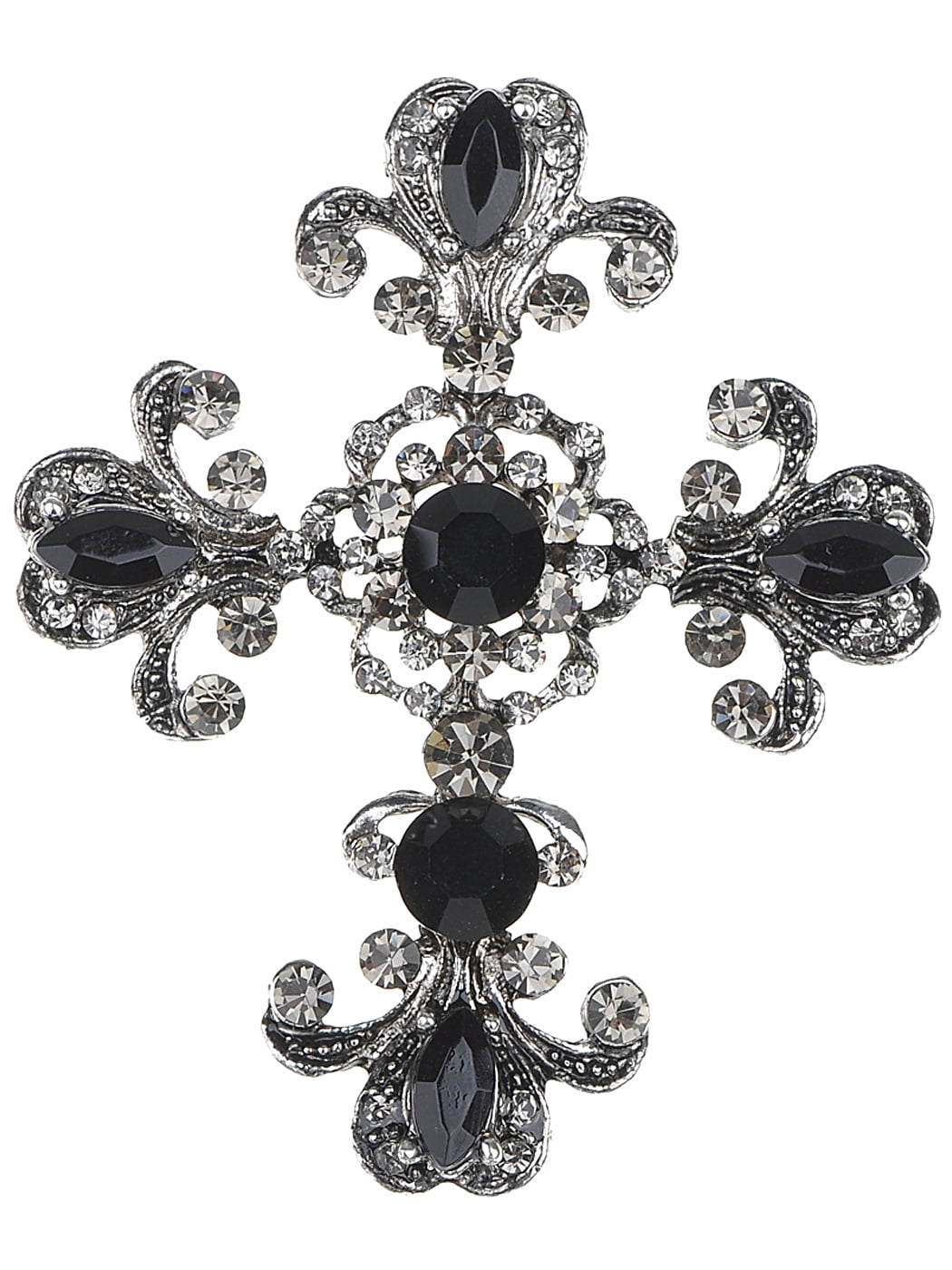 Gothic Holy Beaded Flowery Gunmetal Tone Crystal Flourish Church ...