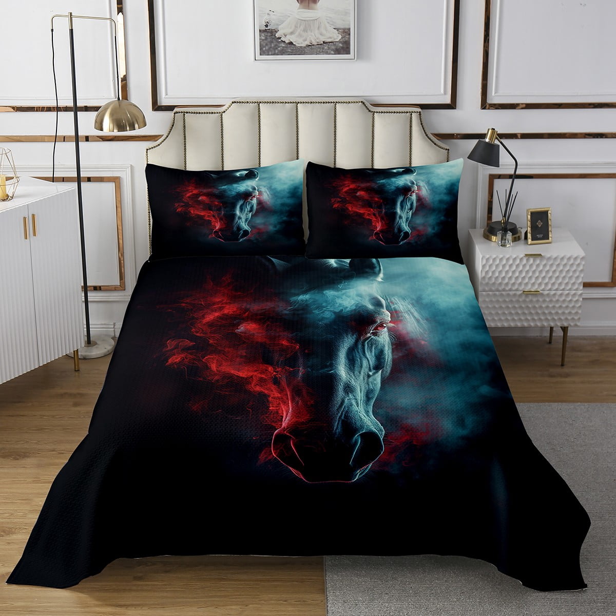 Gothic Horse Quilt Set Exotic Wildlife Coverlet Set,Goth Western ...