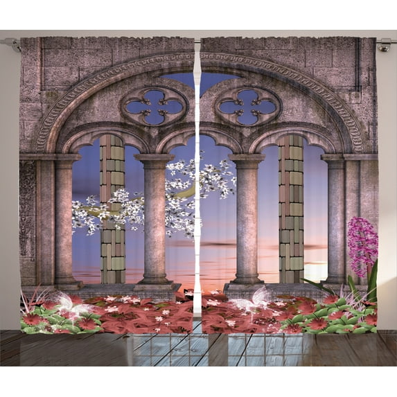 Ambesonne Gothic Curtains 2 Panel Set, Secret Garden, 108" x 84", Lilac ...