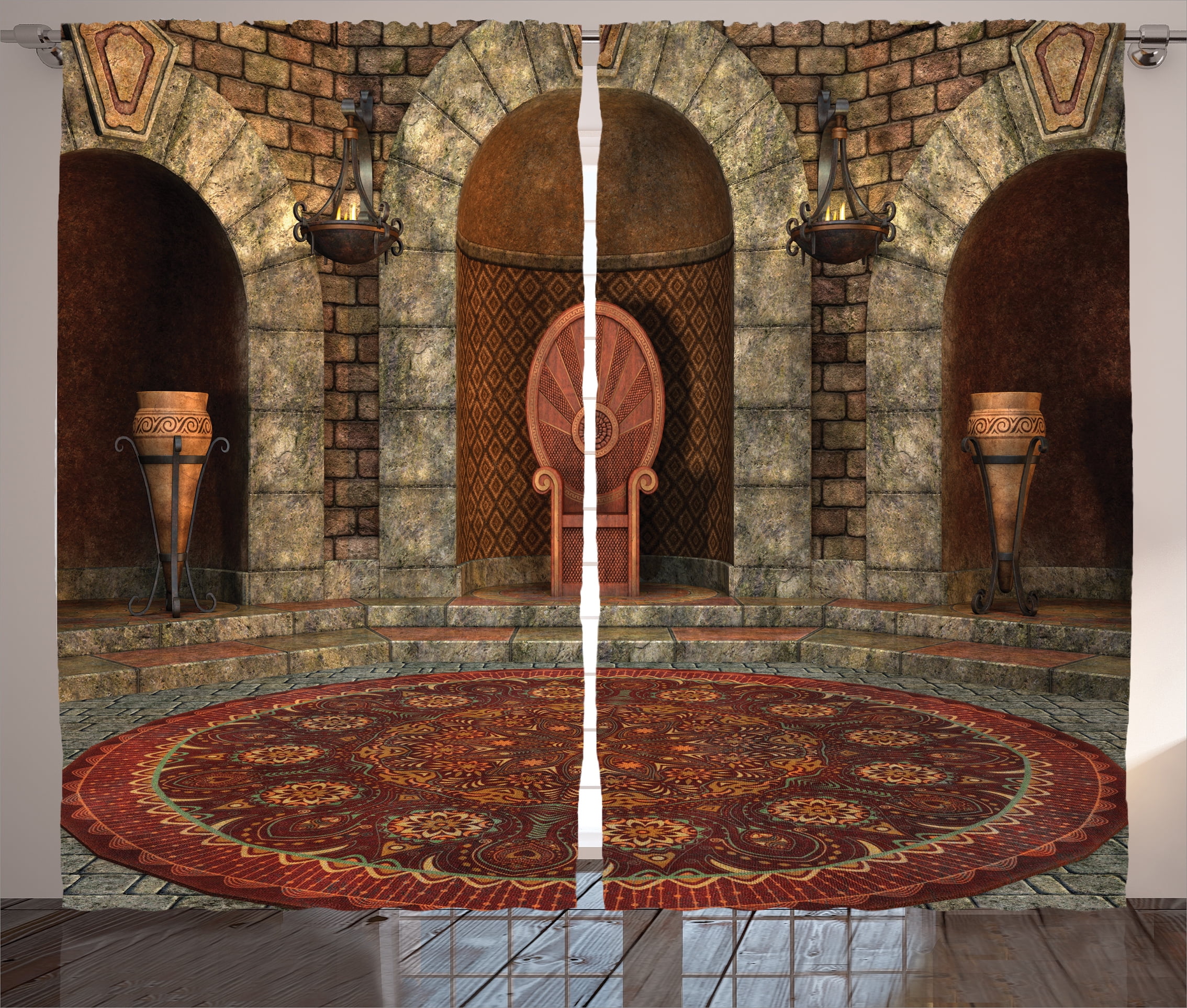 Ambesonne Gothic Curtains 2 Panel Set, King Vintage, 108" x 90 ...